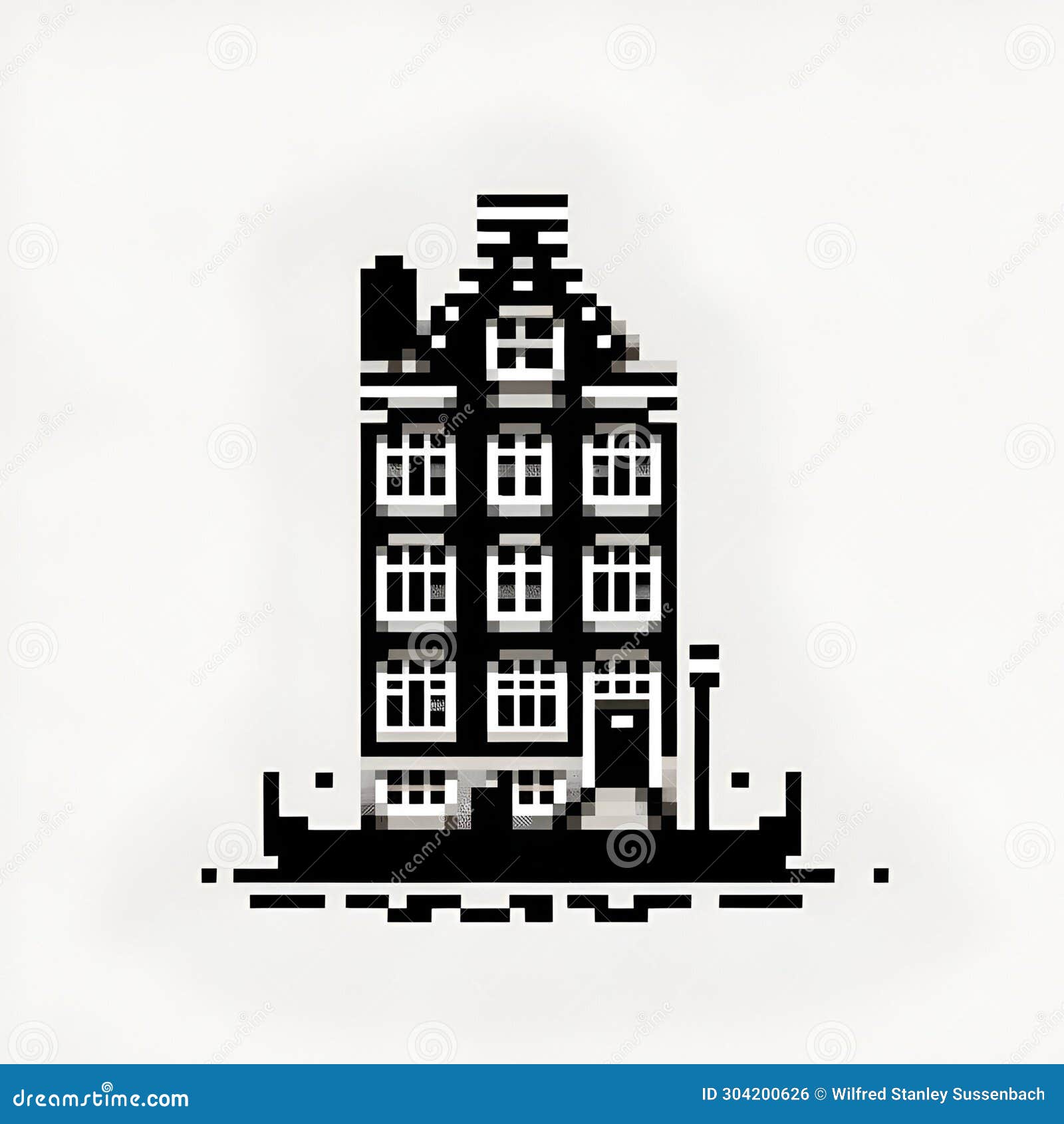 An Amsterdam Canal House in Pixels Stock Photo - Image of windows ...