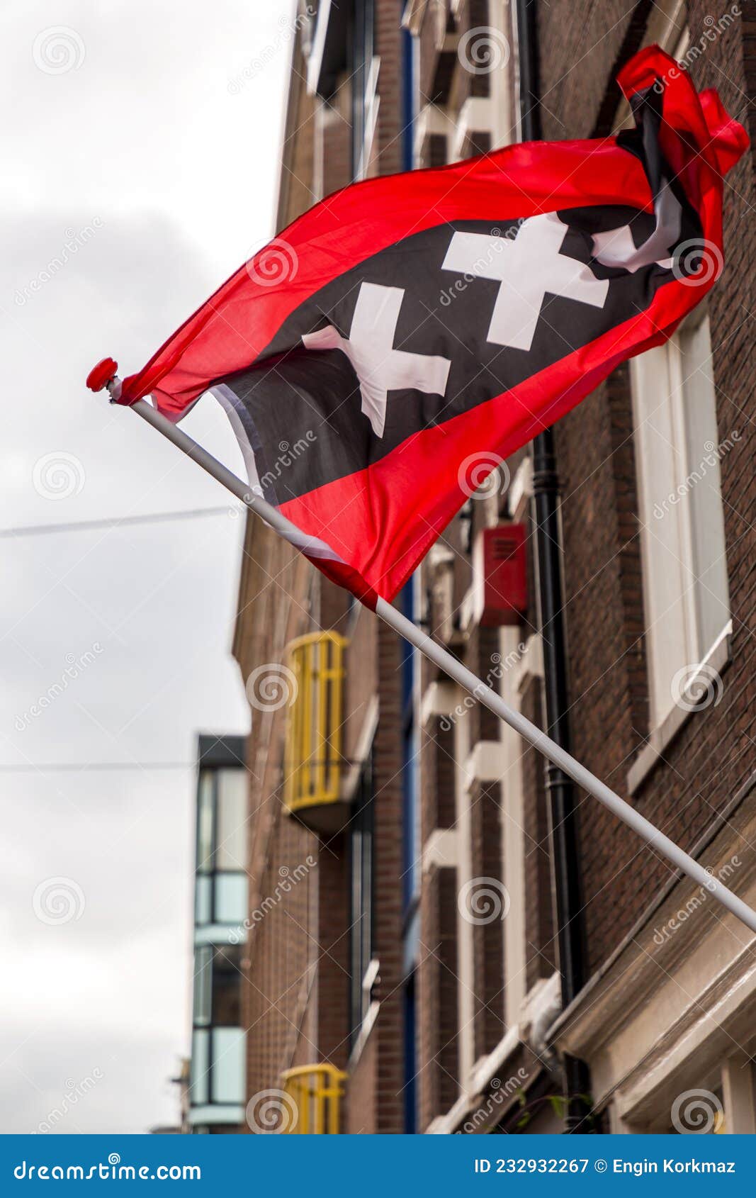 Amsterdam City Flag with Three Crosses Stock Image - Image of nation ...
