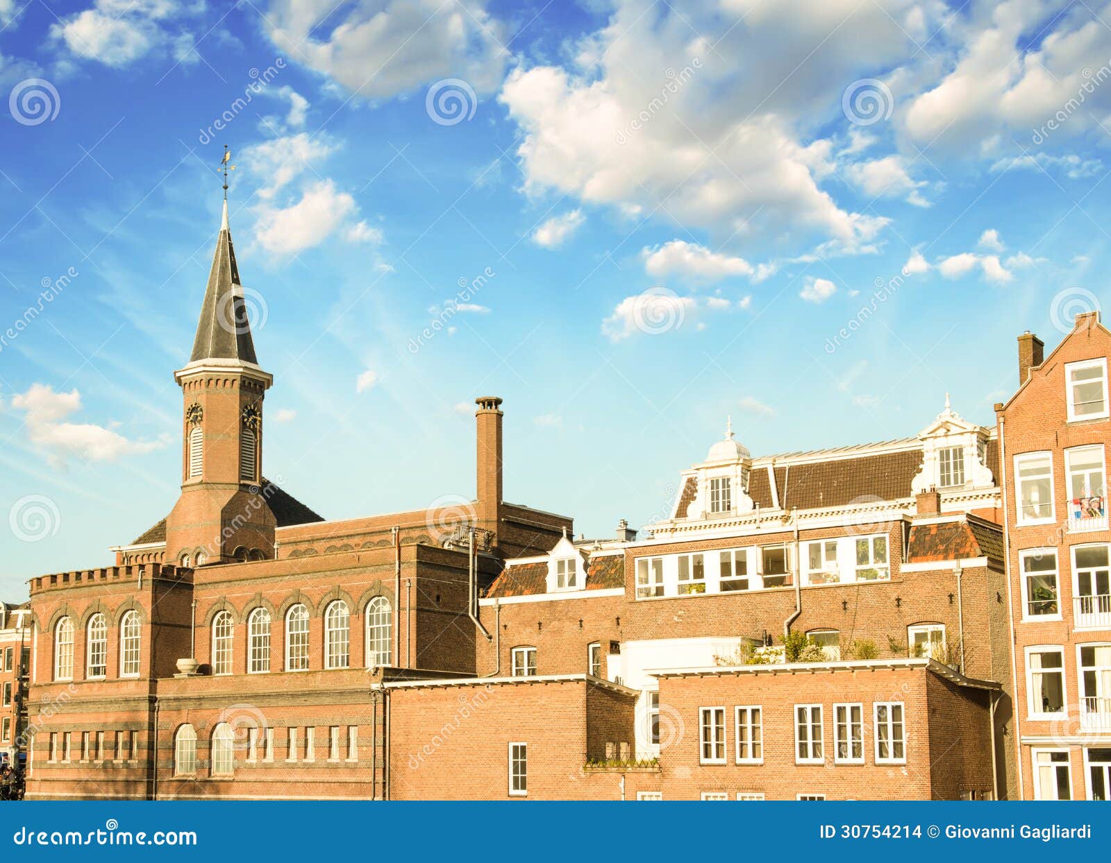 Amsterdam. Classic Buildings of Netherlands with Beautiful Sky Stock ...
