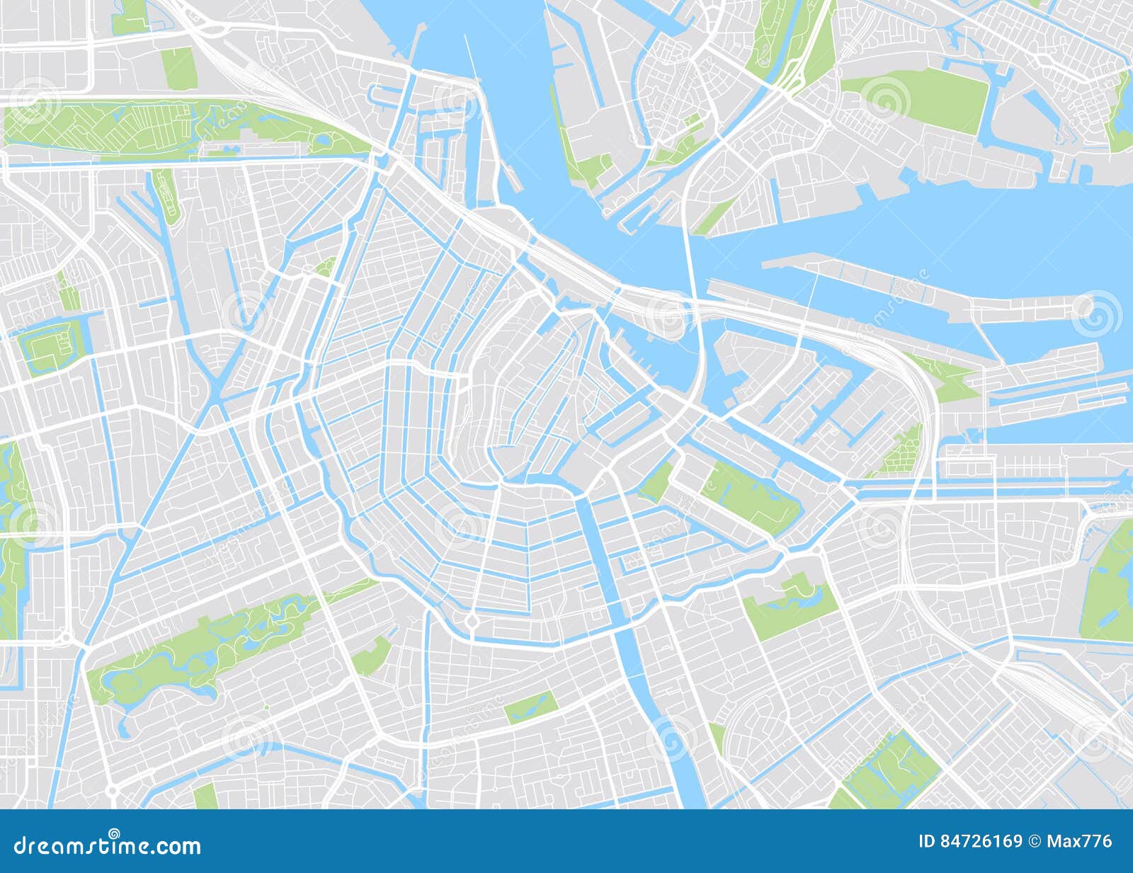 Amsterdam Colored Vector Map Stock Vector - Illustration of downtown ...