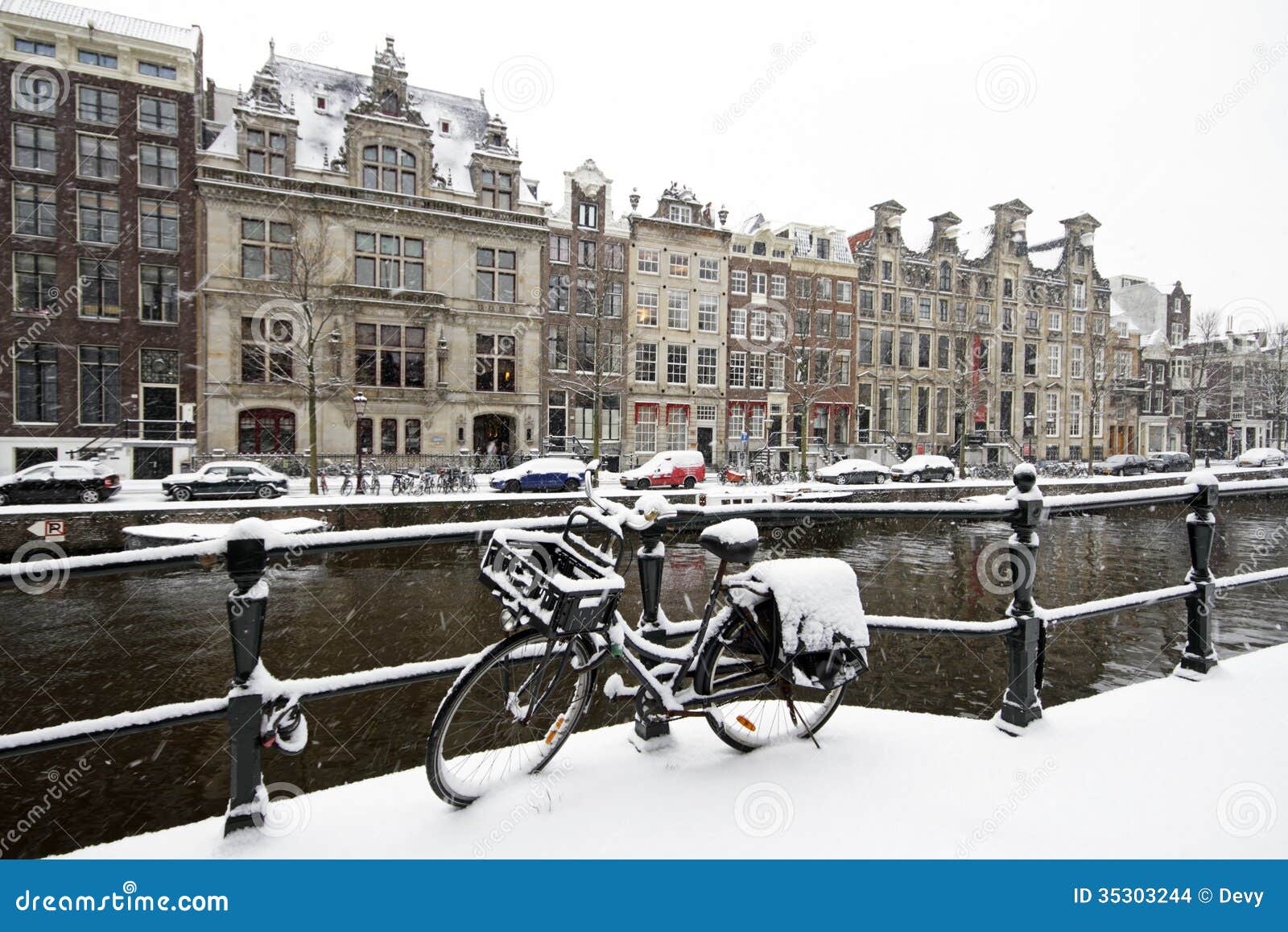 Amsterdam Covered with Snow in Netherlands Stock Photo - Image of bike ...