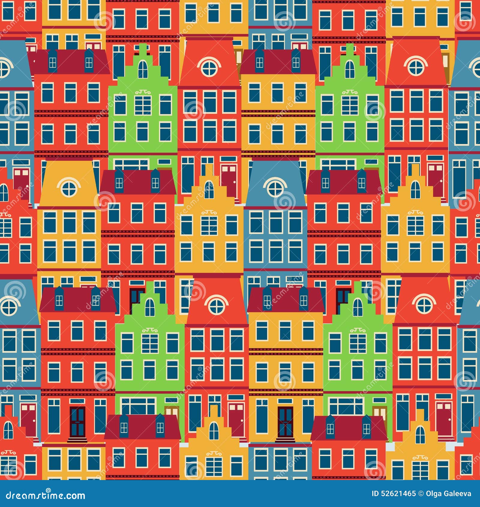 Amsterdam Houses Seamless Pattern Stock Vector - Illustration of cute ...