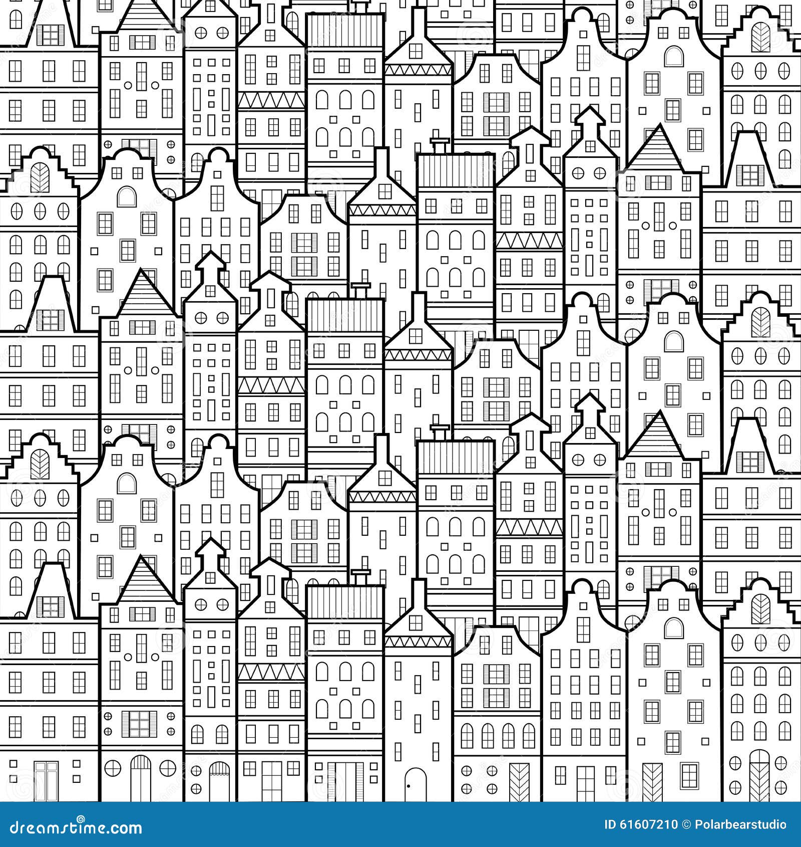 Amsterdam Houses City Panorama. Dutch Street Buildings Vector Skyline ...