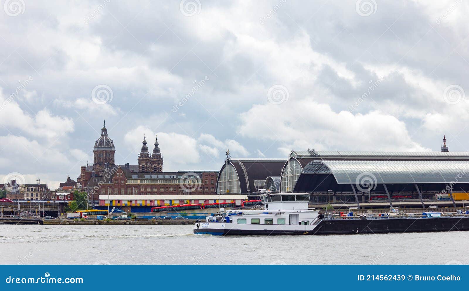 Amsterdam IJ Waterfront stock image. Image of basilica - 214562439