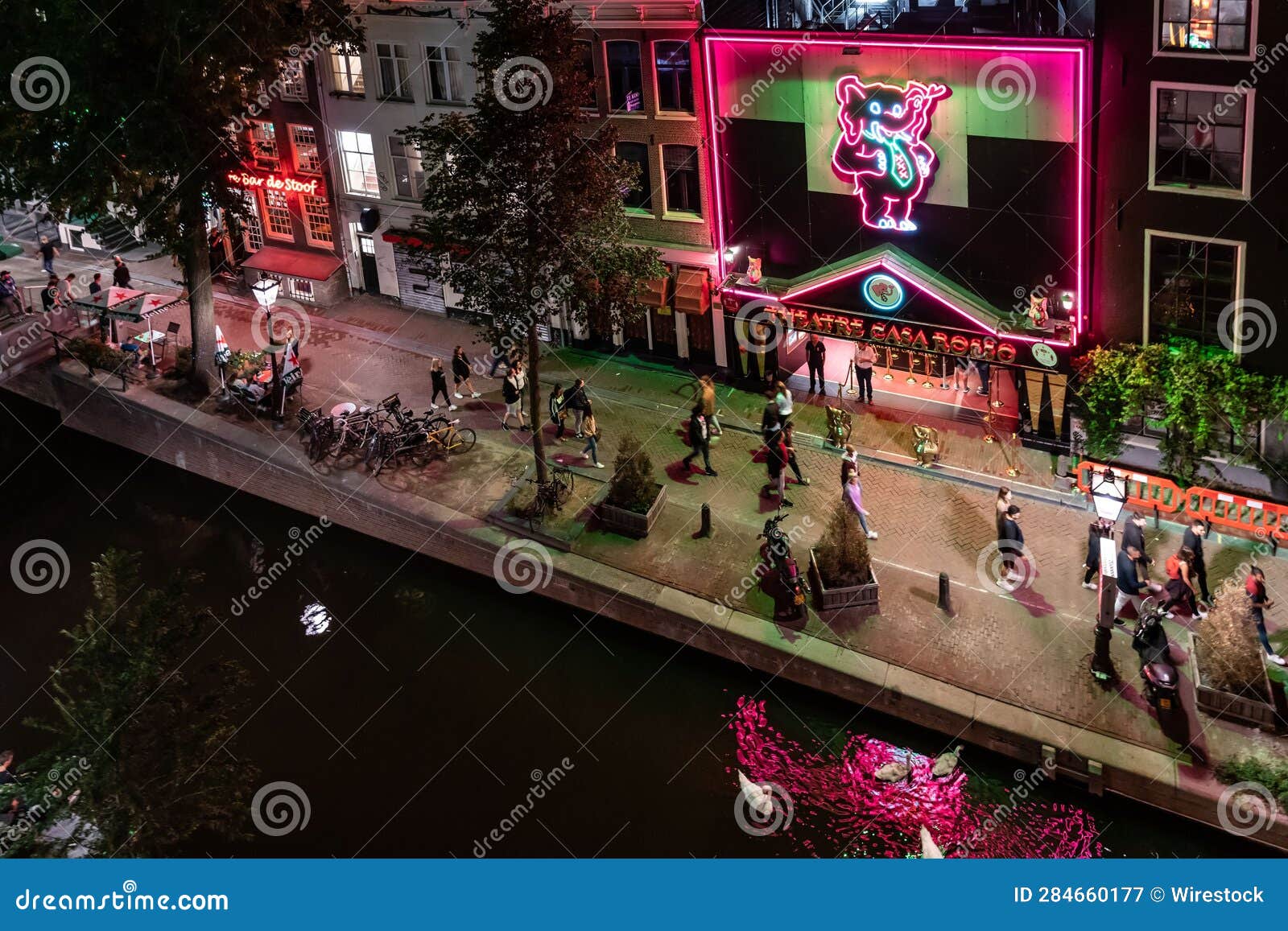Aerial View Of The Amsterdam Red Light District And Casa Rosso Sex Club Editorial Photography