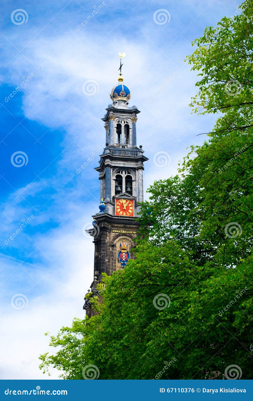 AMSTERDAM, NETHERLANDS - AUGUST 20, 2012: West Church (Westerkerk ...