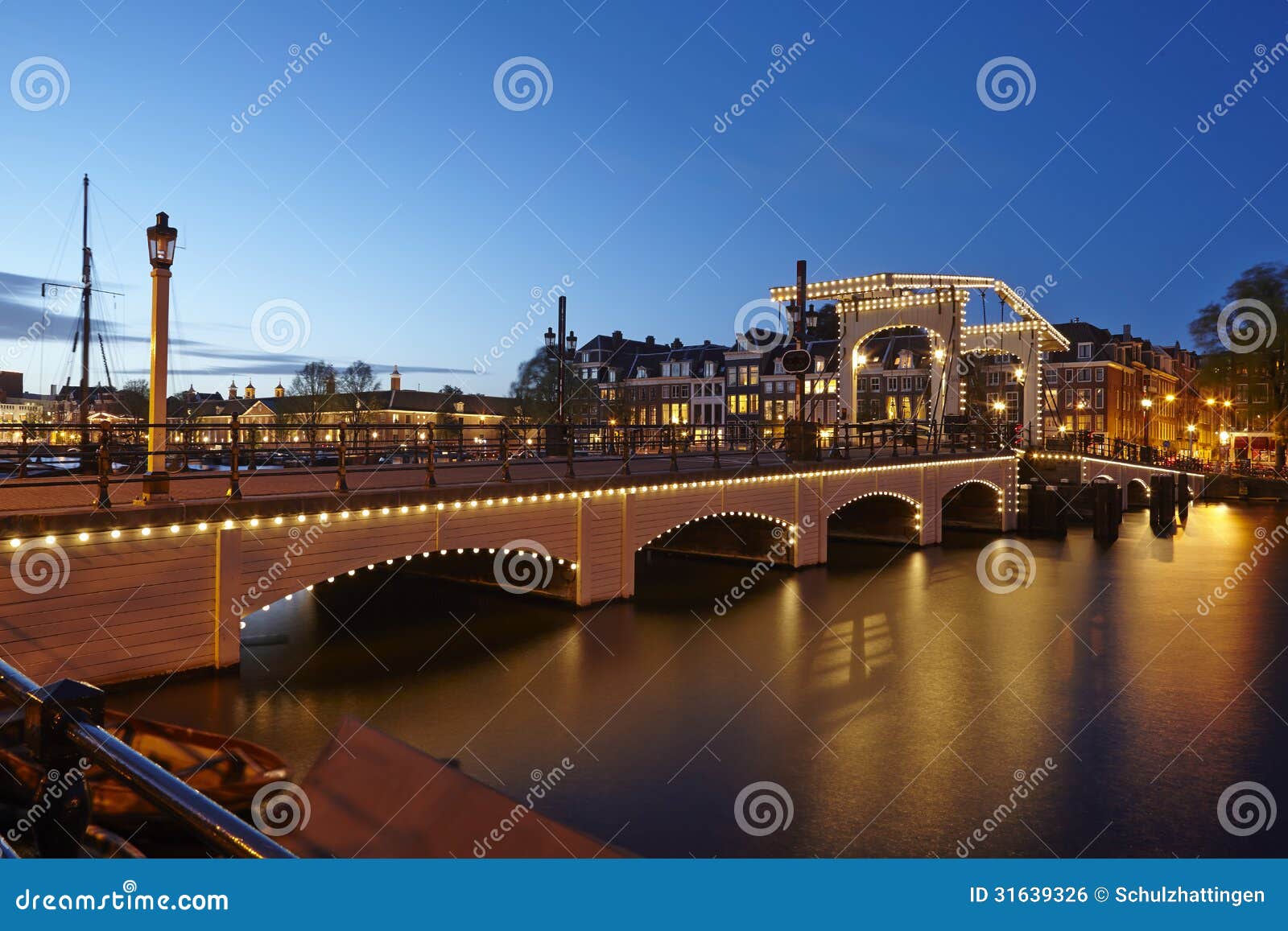 Amsterdam, Netherlands - Drawbridge in the Evening Stock Photo - Image ...