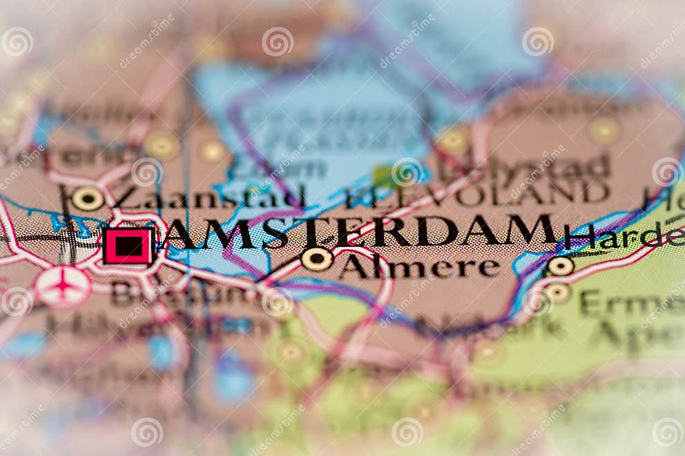 Amsterdam, Netherlands Highlighted on a World Map Stock Image - Image ...