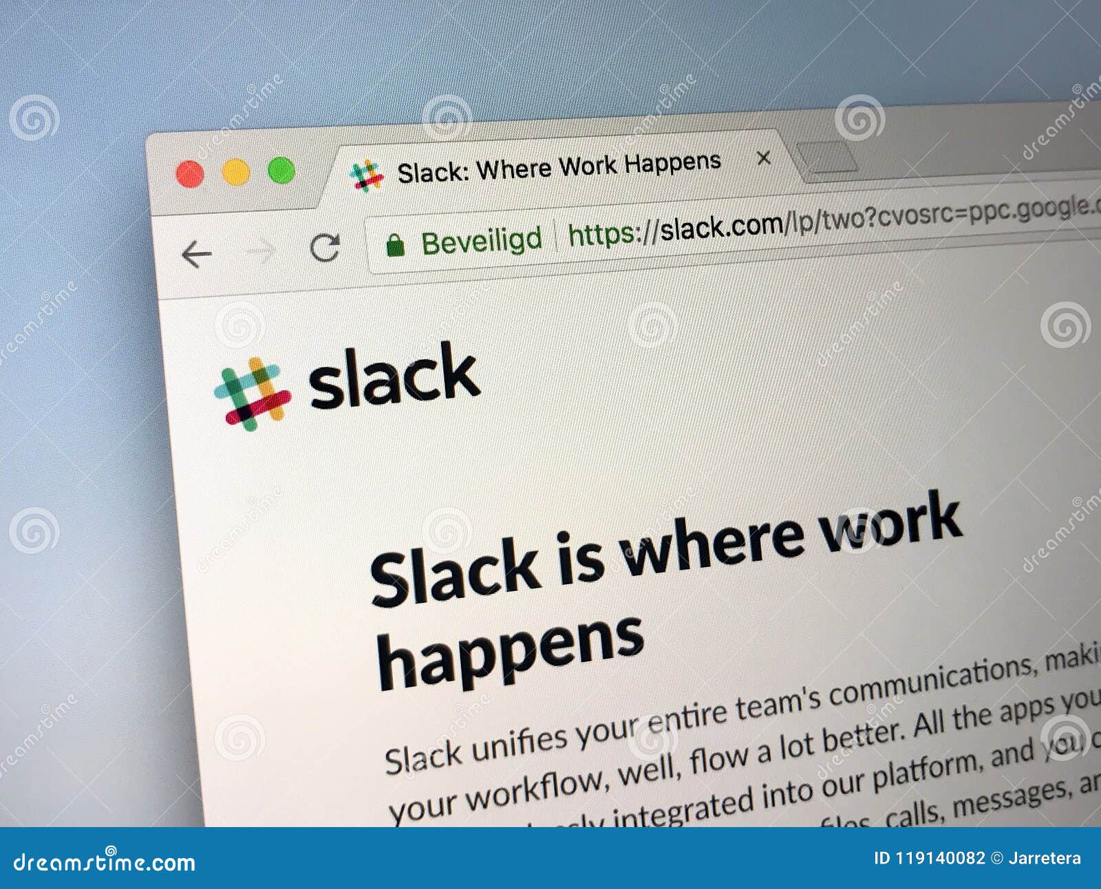 Homepage of Slack editorial photography. Image of information - 119140082