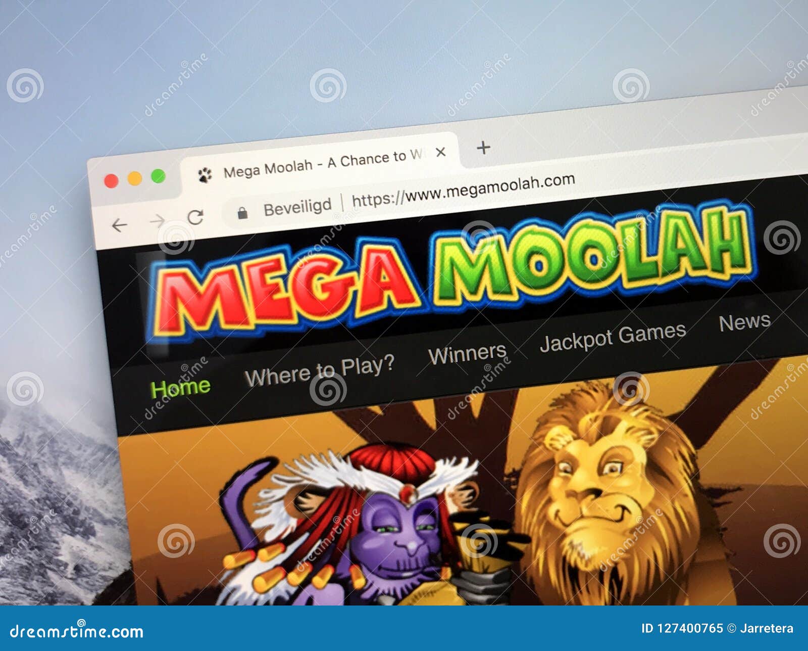 Website of Mega Moolah editorial image. Image of digital - 127400765