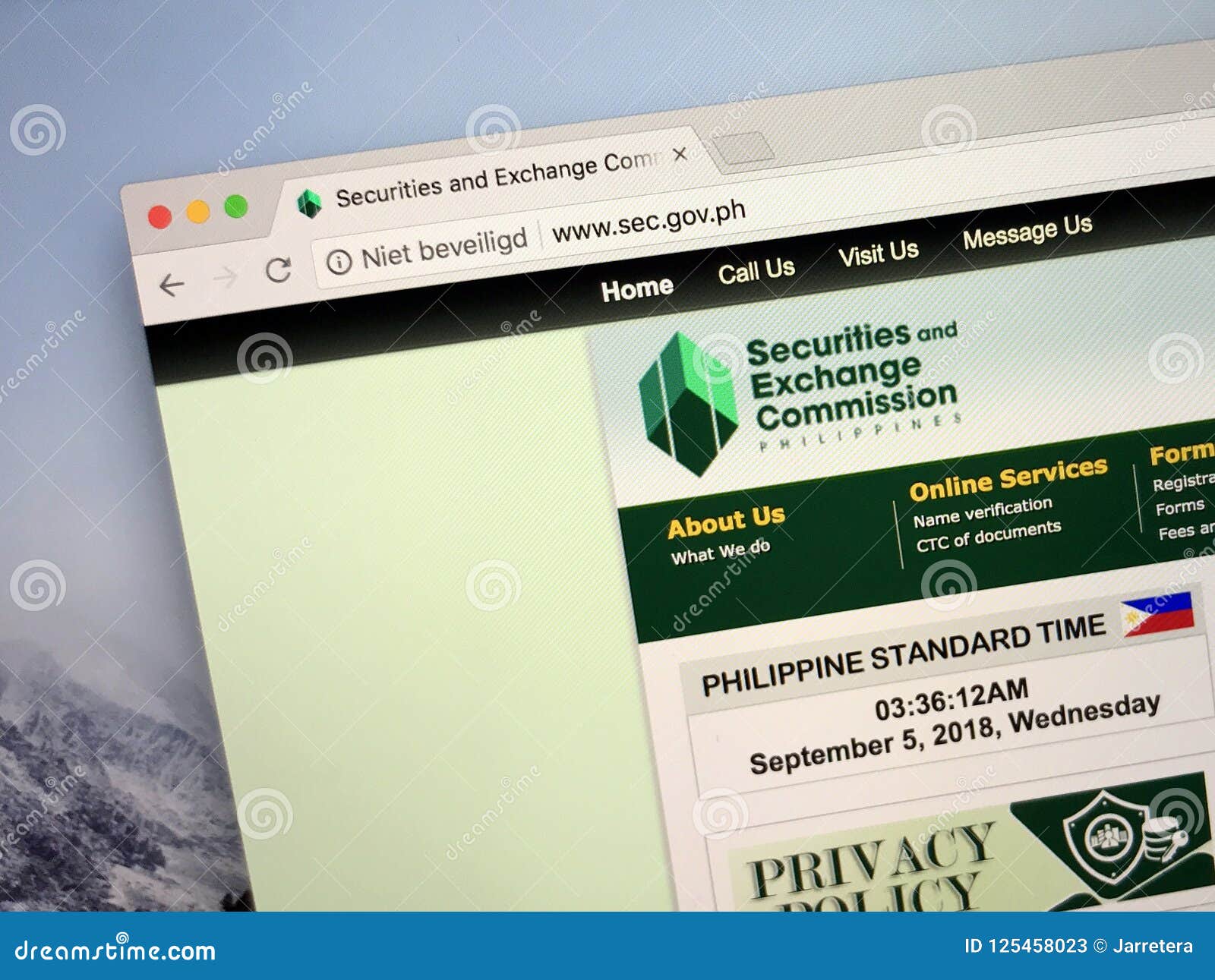 Website of the Philippines Securities and Exchange Commission or SEC ...