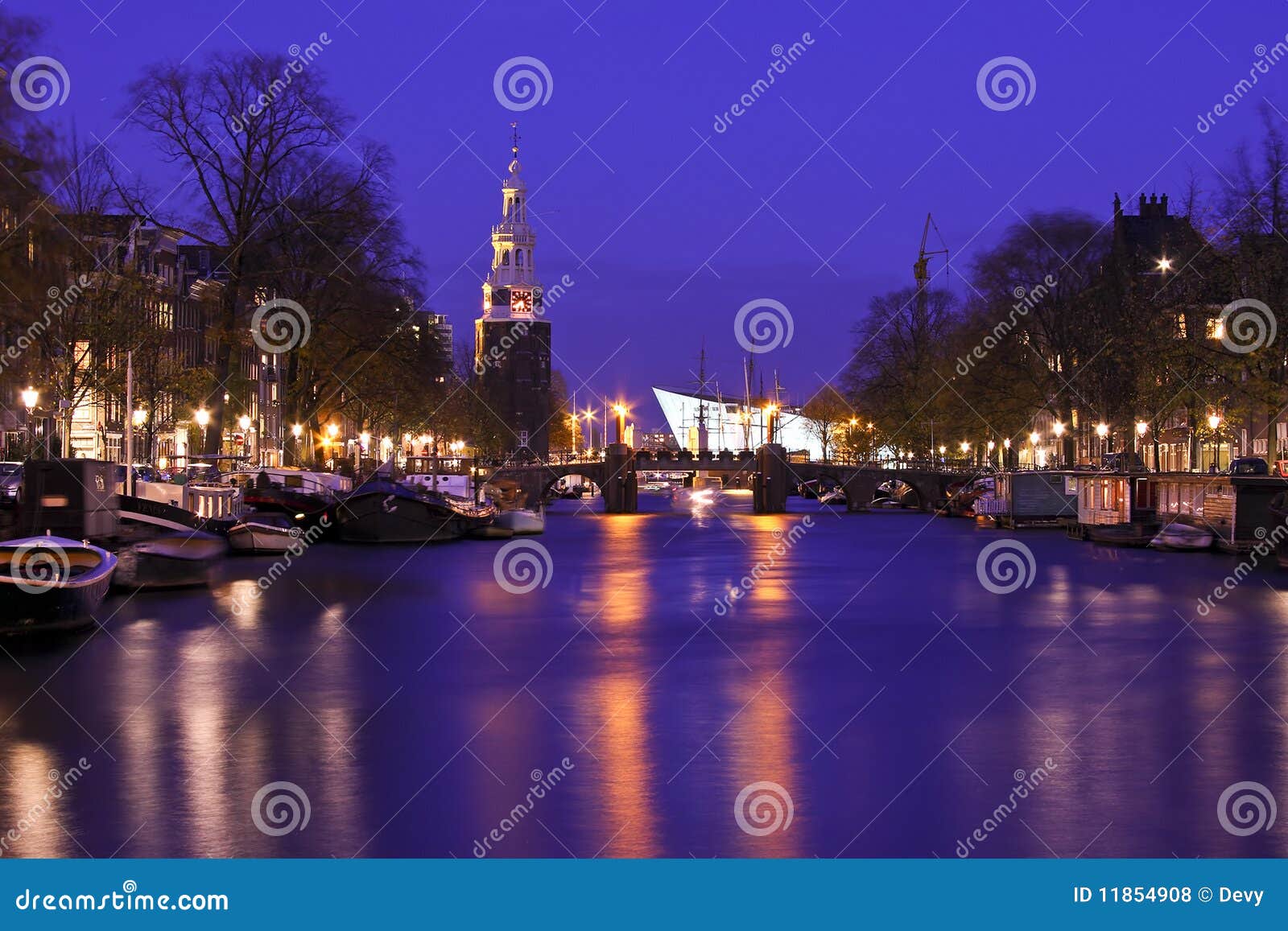 Amsterdam by Night in the Netherlands Stock Photo - Image of home ...