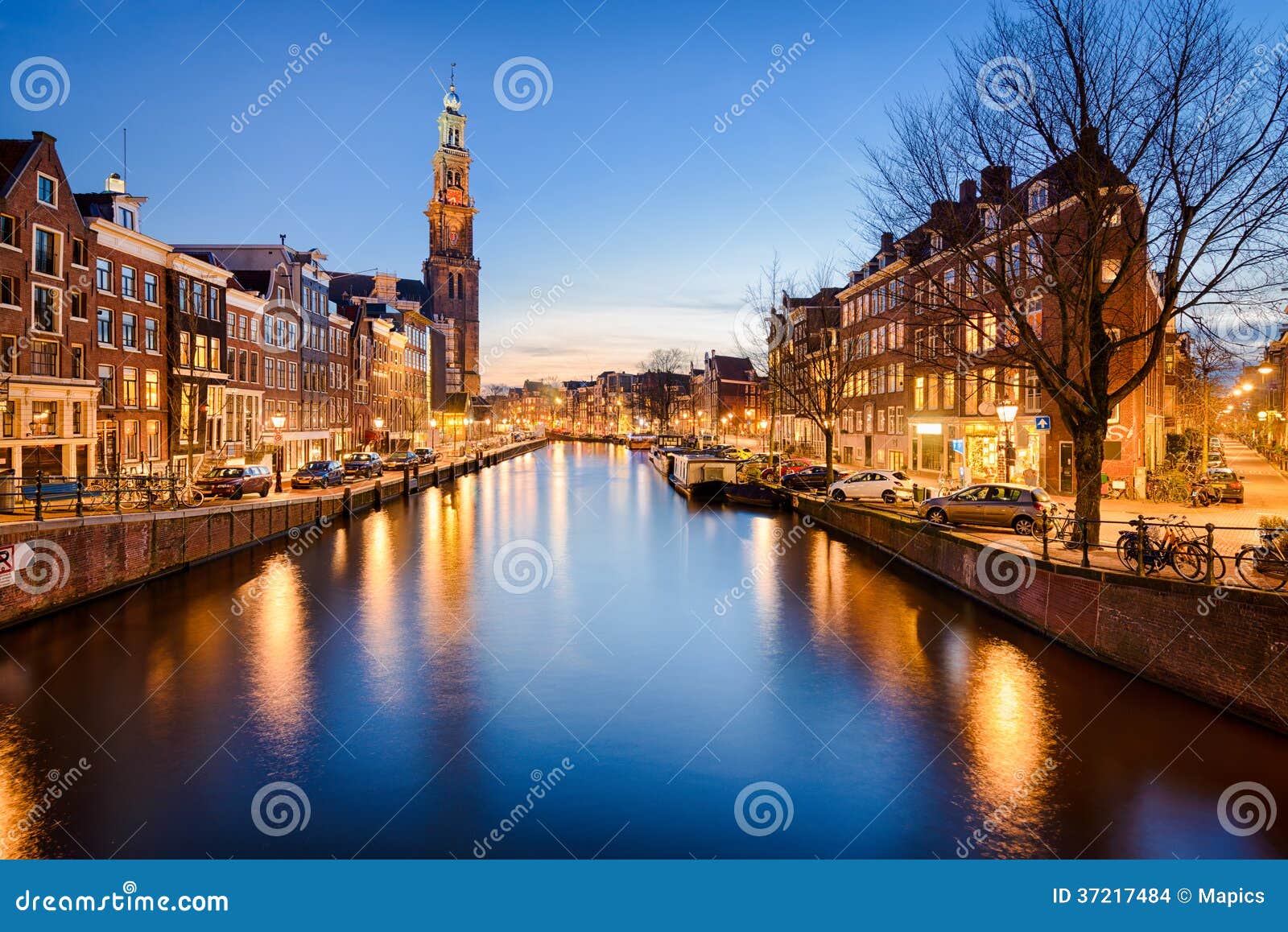 Amsterdam at Night, Netherlands Stock Photo - Image of canal, building ...