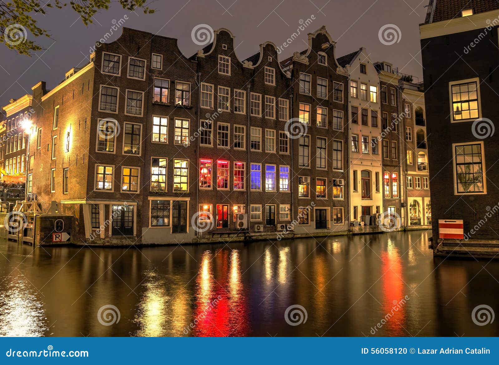 Amsterdam, Red Light District Stock Photo - Image of river, illuminated ...