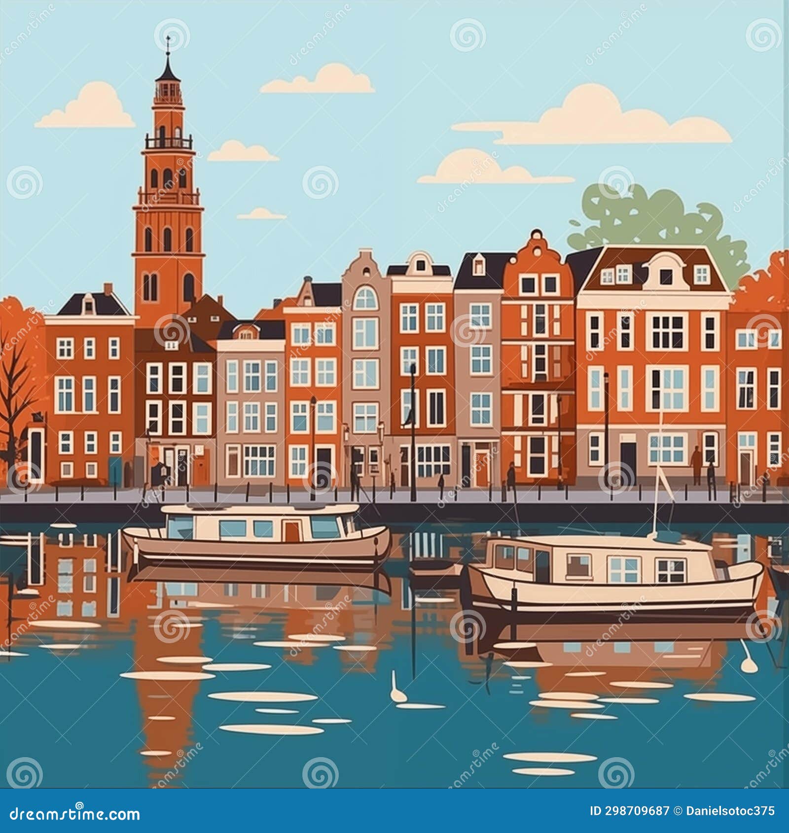 Amsterdam Scenery stock image. Image of downtown, night - 298709687