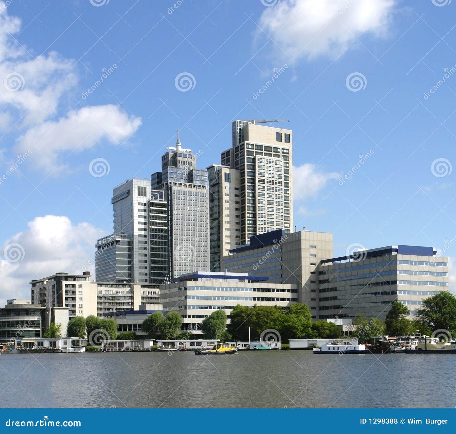 Amsterdam skyline stock photo. Image of water, office - 1298388