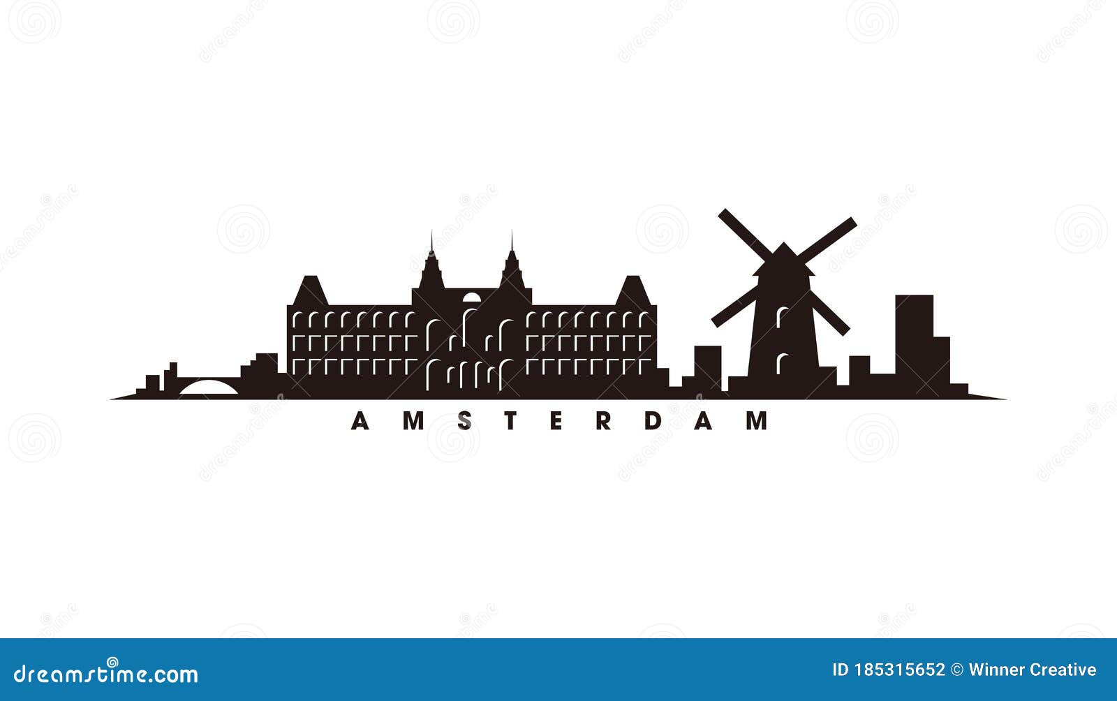 Amsterdam Skyline and Landmarks Silhouette Vector Stock Vector ...