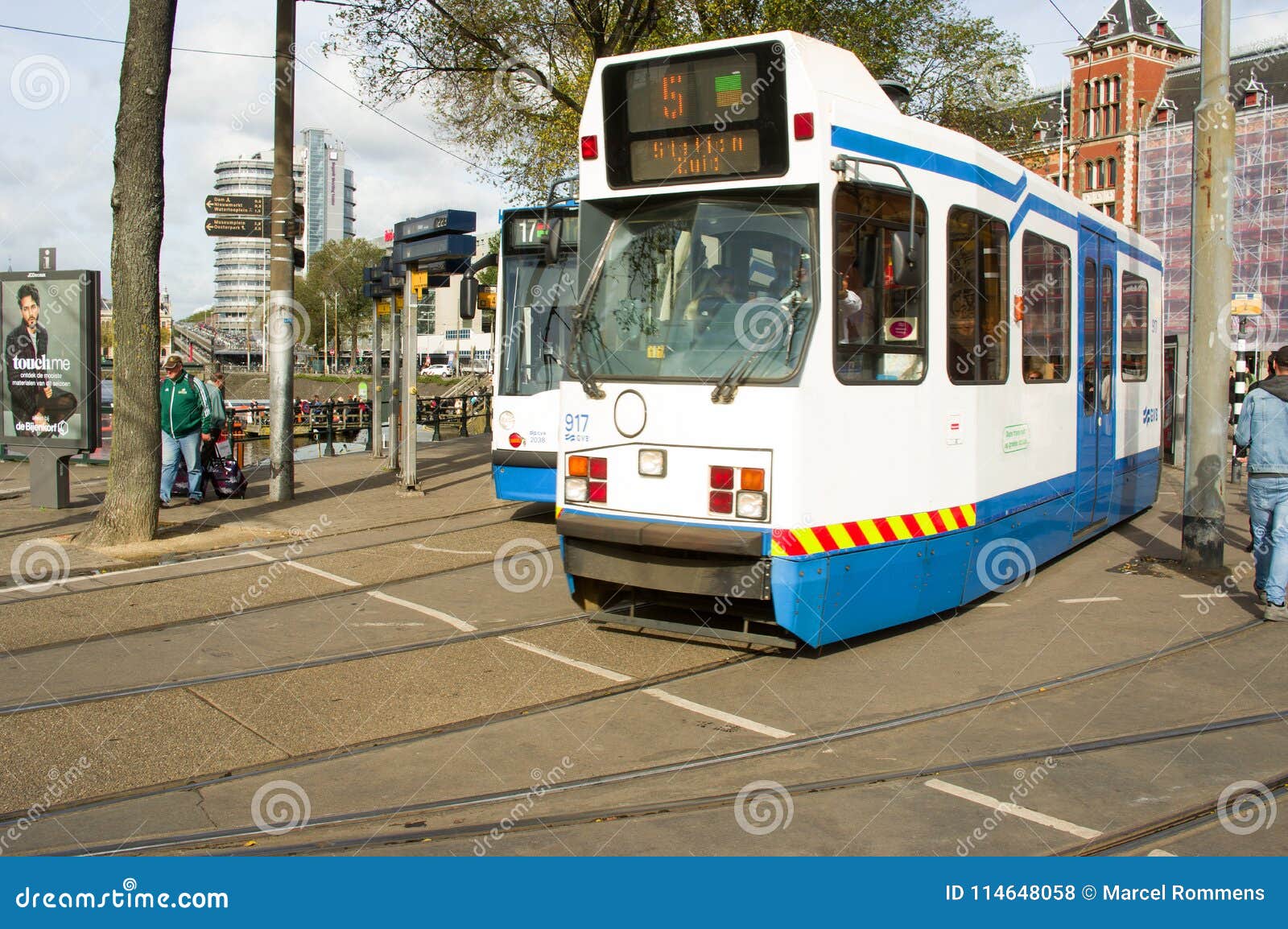 Amsterdam tram editorial stock photo. Image of modern - 114648058