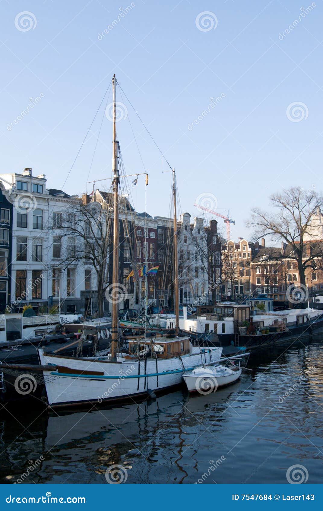 Amsterdam typical boats stock photo. Image of sightsee - 7547684