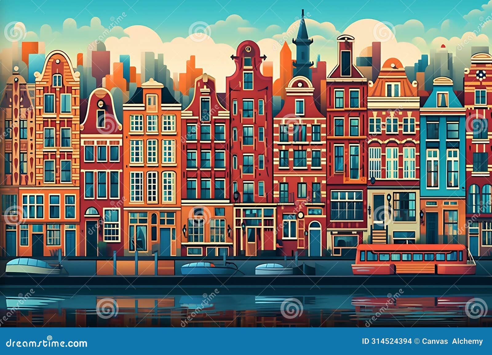 Amsterdam Urban Landscape. Pattern with Houses Stock Photo - Image of ...