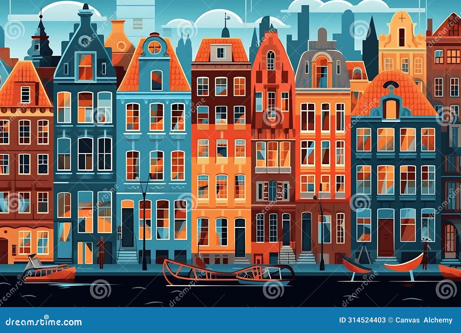 Amsterdam Urban Landscape. Pattern with Houses Stock Image - Image of ...