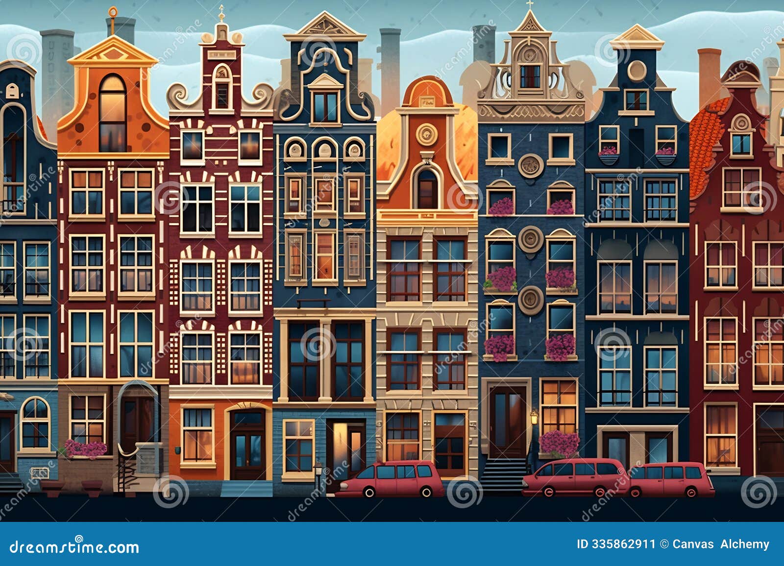 Amsterdam Urban Landscape. Pattern with Houses Stock Image - Image of ...