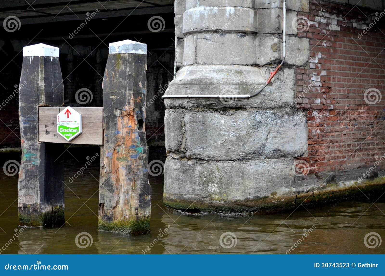 Amsterdam canal, Sign stock image. Image of bridge, crumbled - 30743523