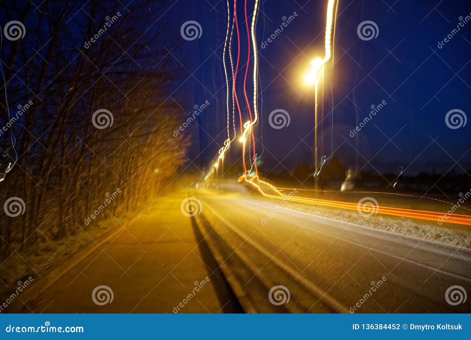 Abstract Road Lights in Night, Street Post Shadow Stock Photo - Image ...
