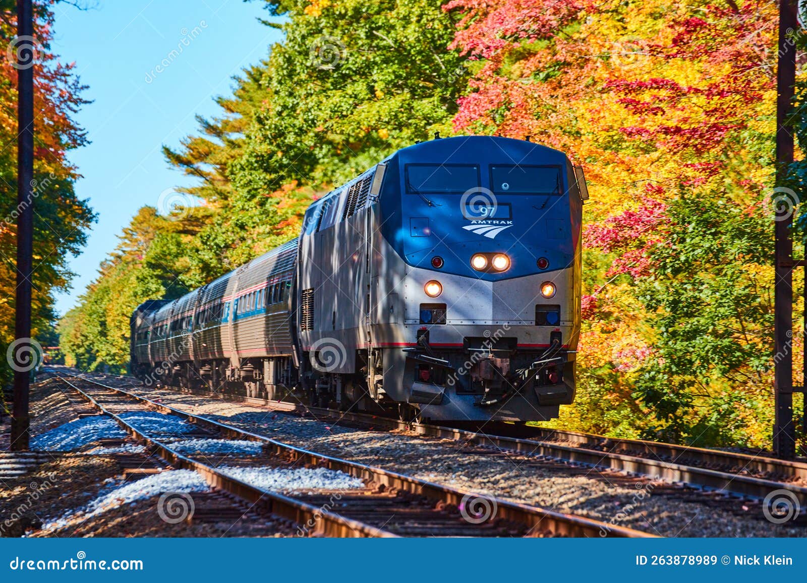 Amtrak Train Going through Forest during Fall Foliage in Maine ...