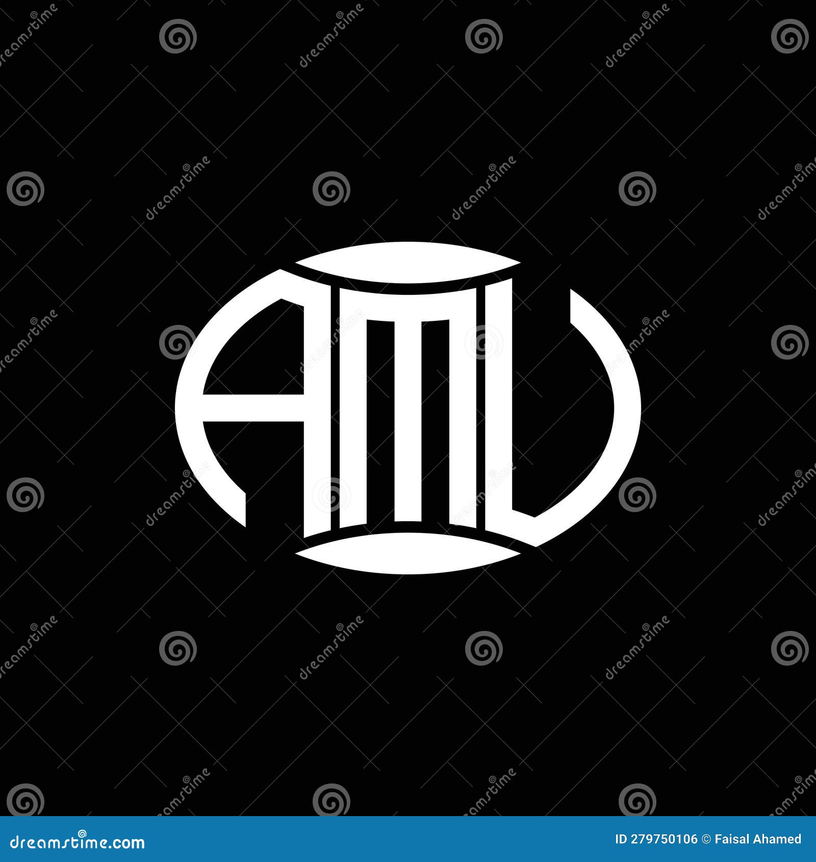AMU Abstract Monogram Circle Logo Design on Black Background. AMU ...