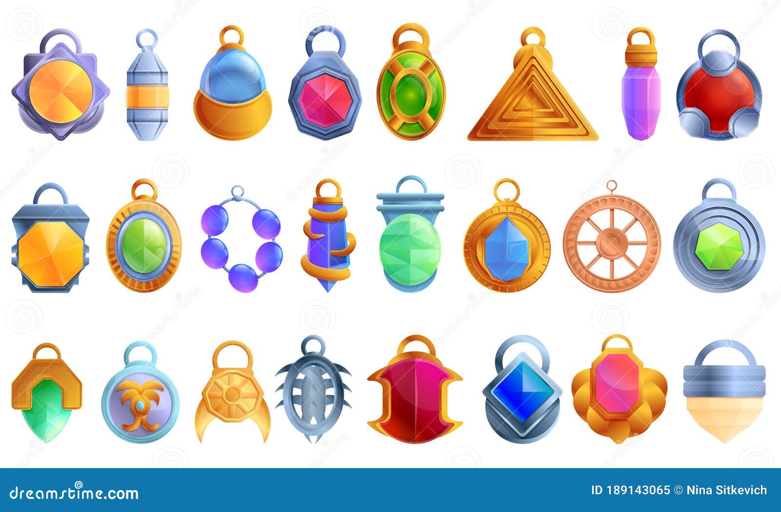 Amulet Icons Set, Cartoon Style Stock Vector - Illustration of egypt ...