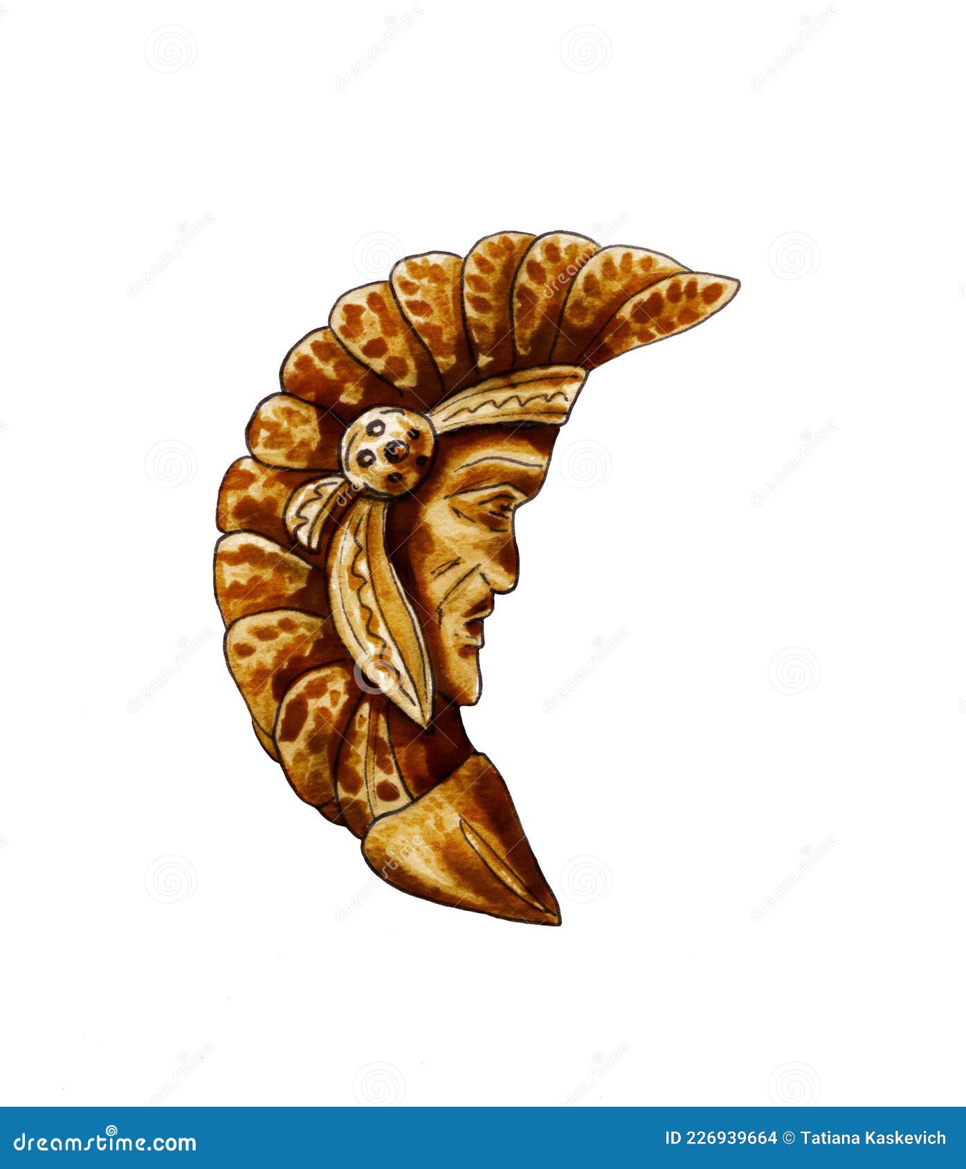 An Amulet in the Shape of a Month, Depicting the Face of an Indian ...