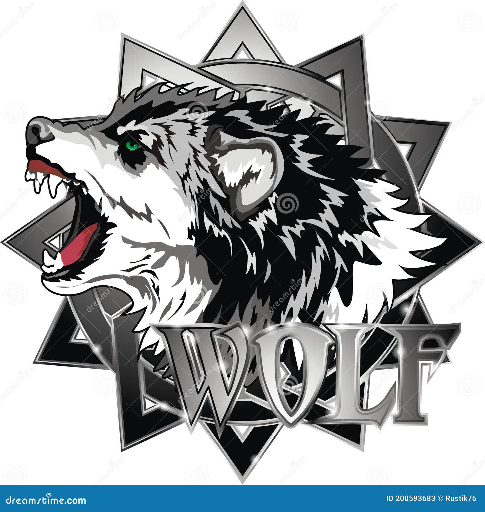 Amulet with a Wolf`s Head and an Inscription. Stock Image ...