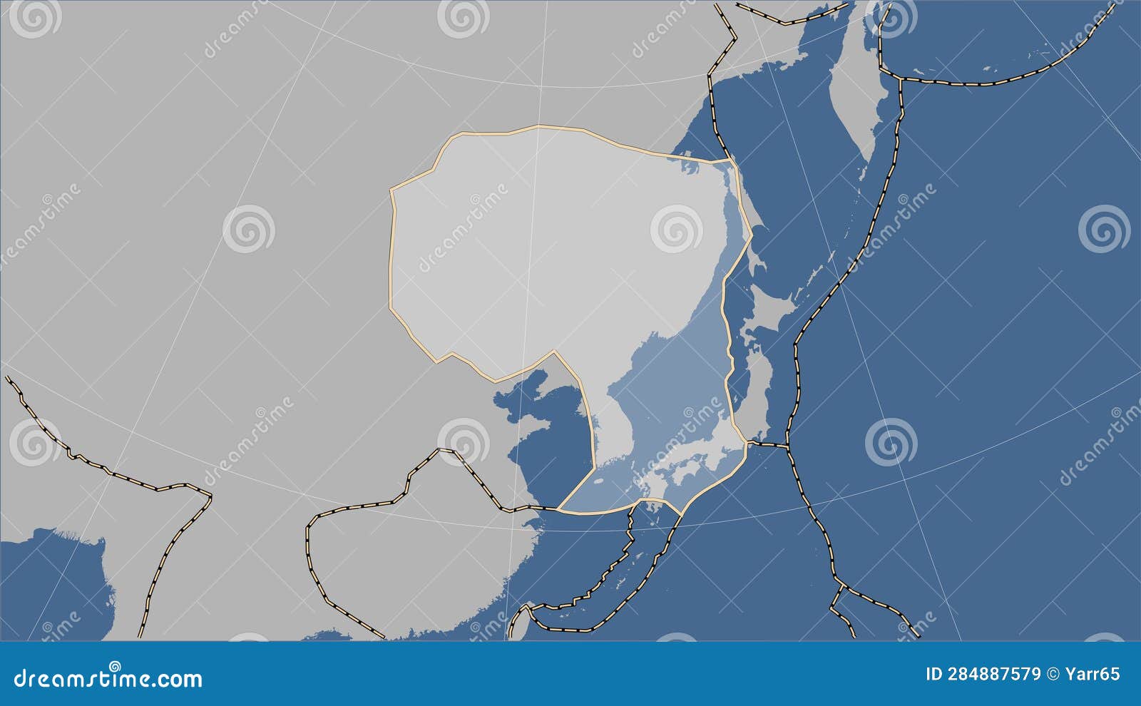 Amur Plate - Boundaries. Contour Map Stock Illustration - Illustration ...