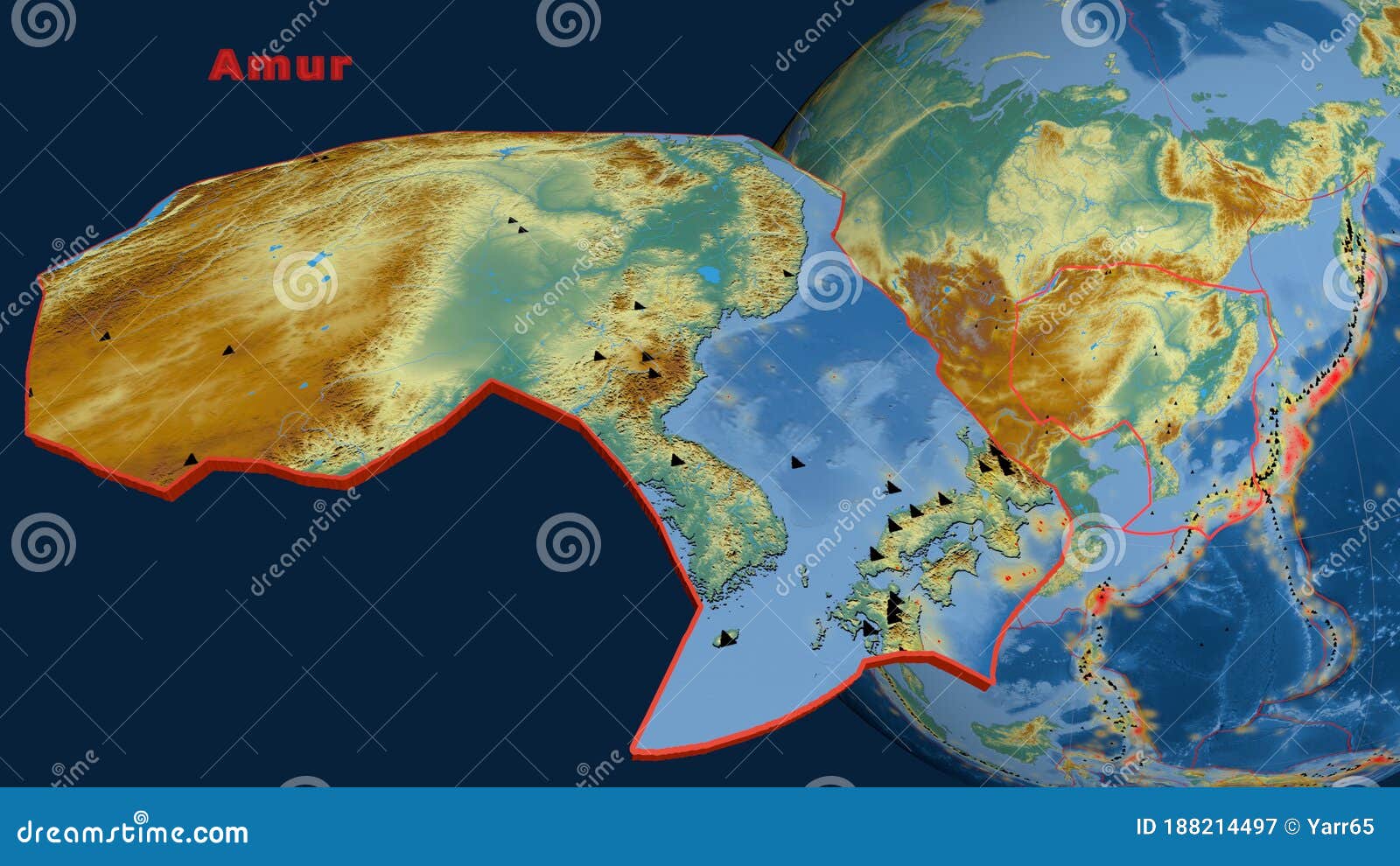 Amur Plate Described and Presented - Relief Stock Illustration ...