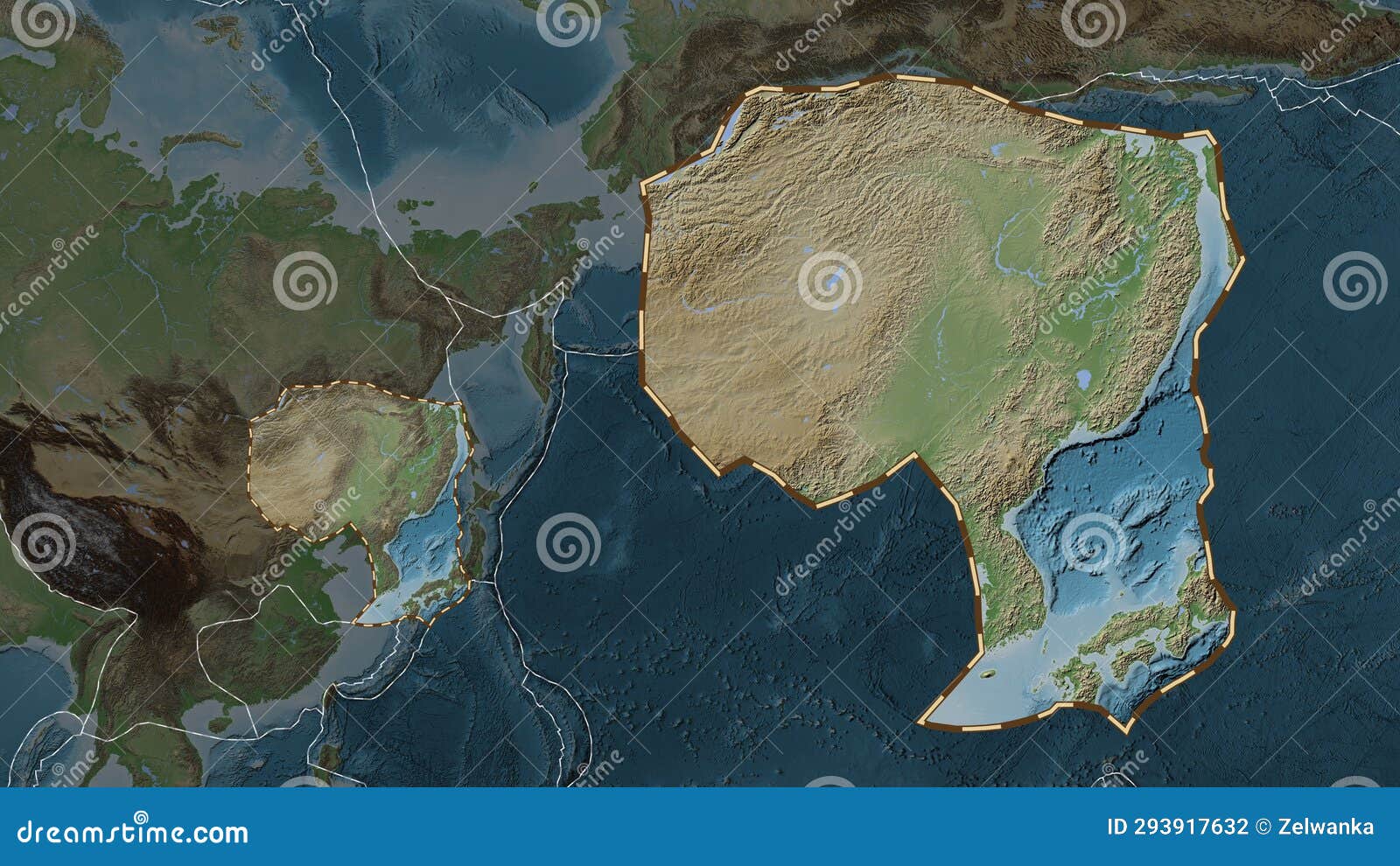 Amur Plate Extracted. Patterson Cylindrical. Topografic Stock ...