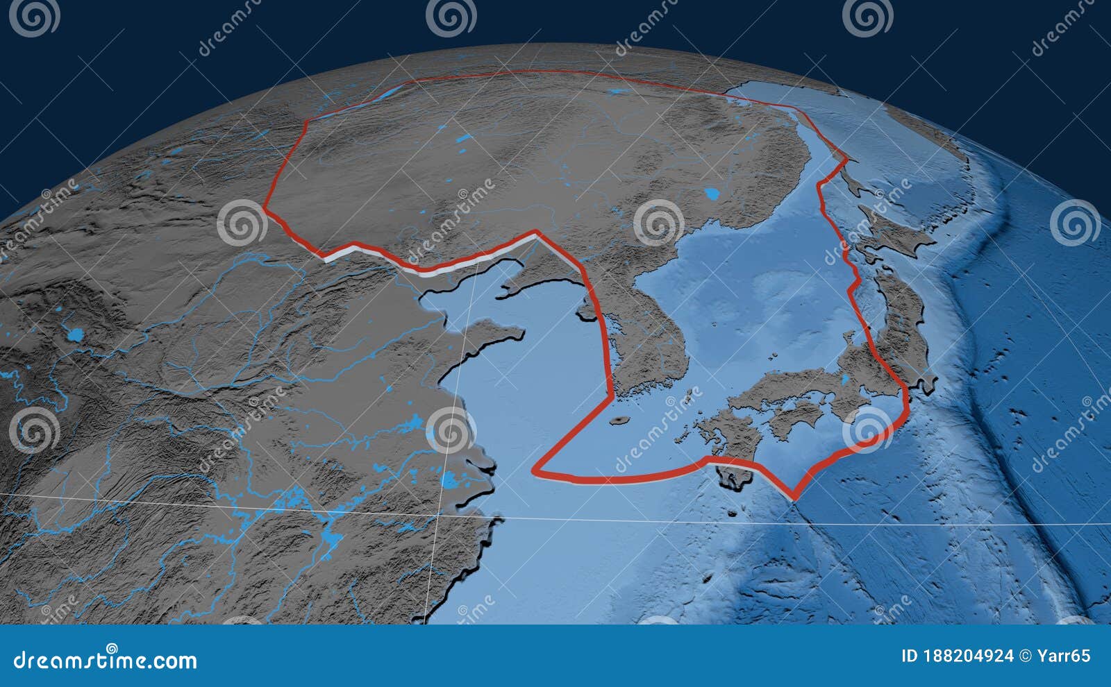 Amur Plate Extruded - Topo and Bathy Stock Illustration - Illustration ...