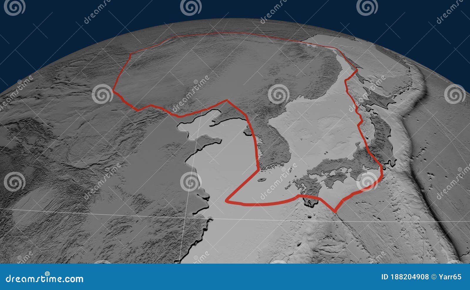 Amur Plate Outlined - Grayscale Stock Illustration - Illustration of ...