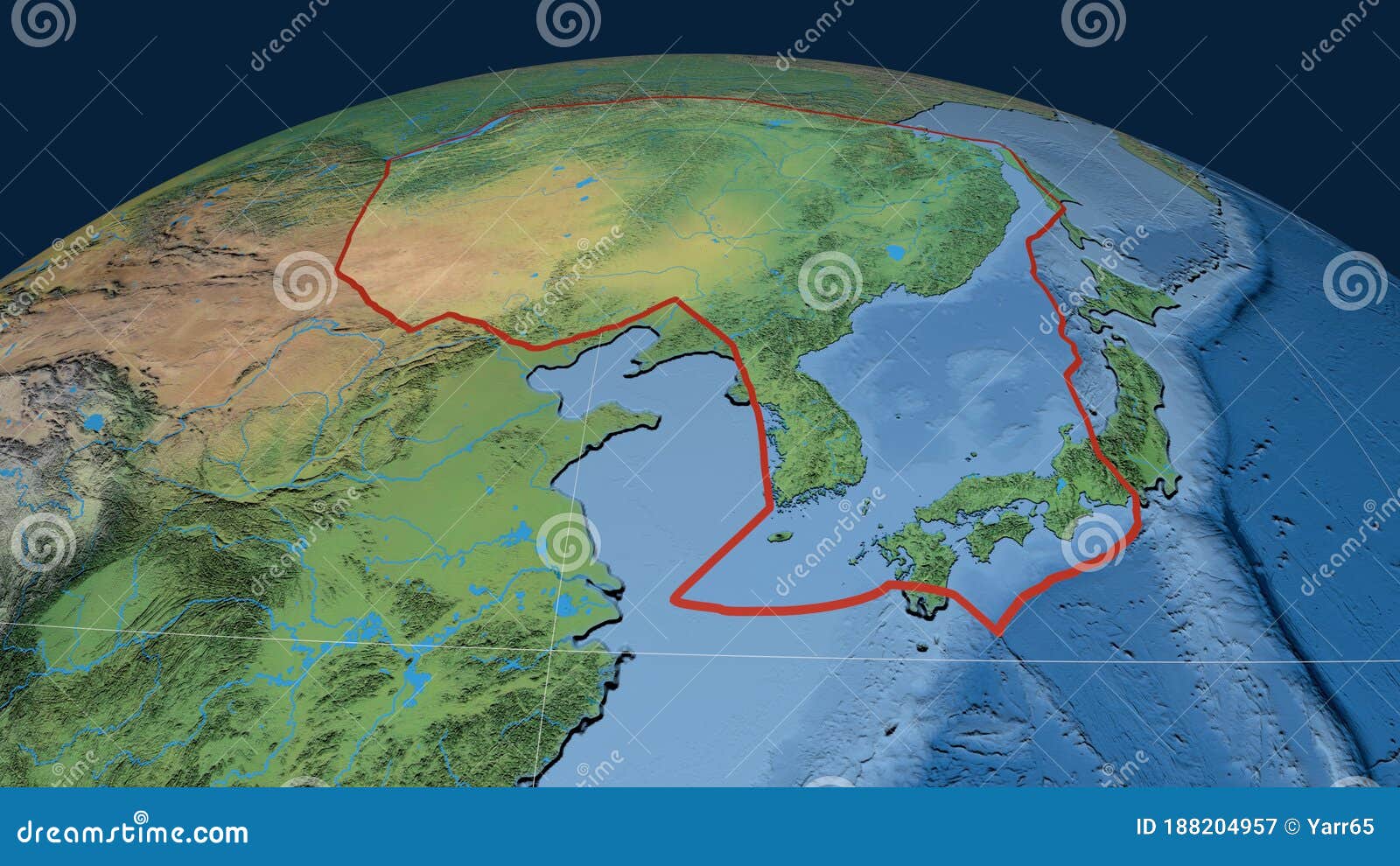 Amur Plate Outlined - Natural Earth Stock Illustration - Illustration ...