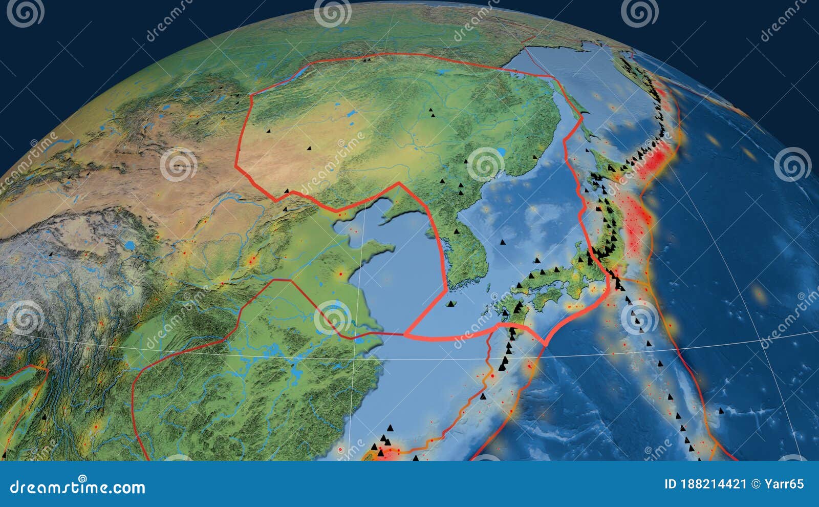 Amur Plate Outlined - Natural Earth Stock Illustration - Illustration ...