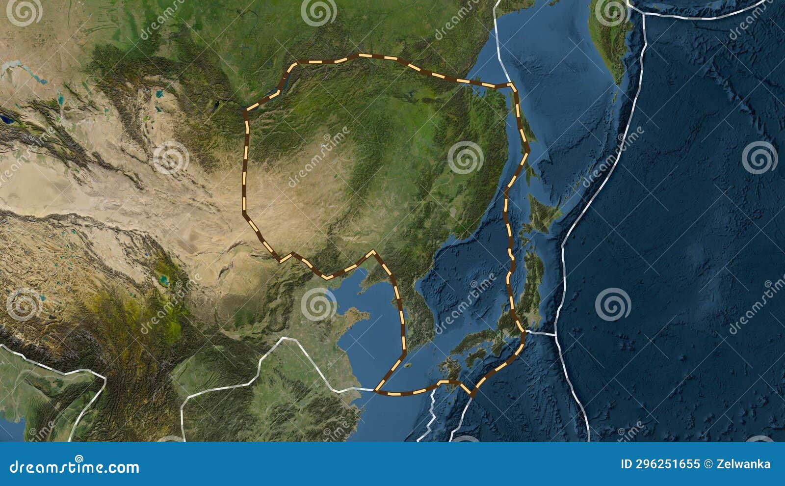 Amur Plate Dashed. Fahey. Satellite Stock Illustration - Illustration ...