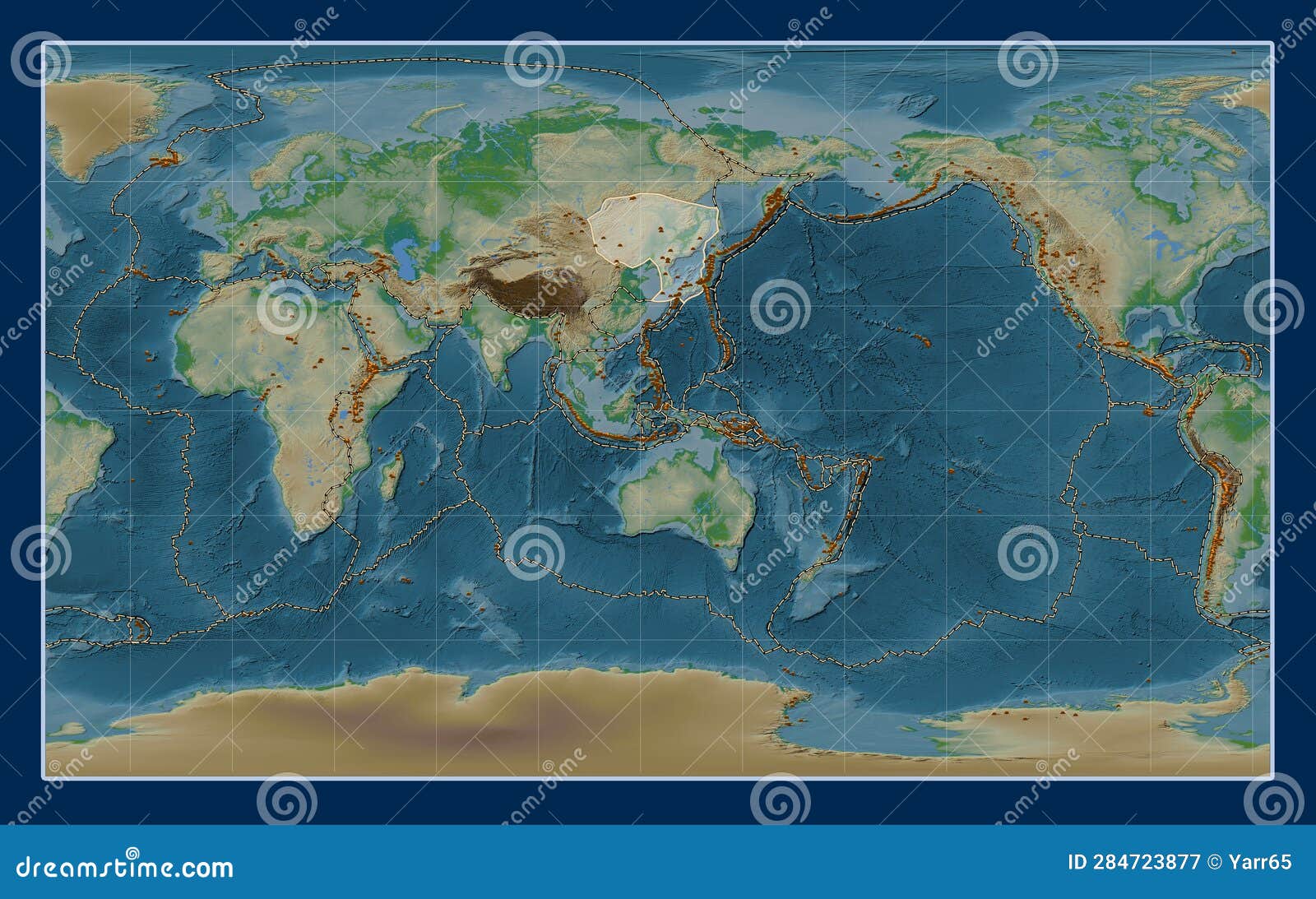 Amur Tectonic Plate. Physical. Compact Miller. Volcanoes and Bou Stock ...