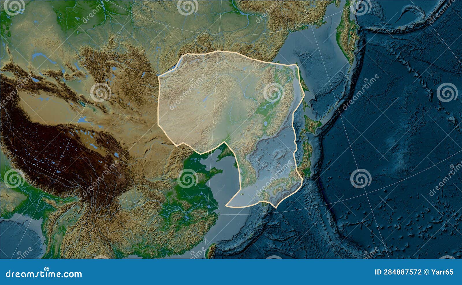 Amur Tectonic Plate. Physical Map Stock Illustration - Illustration of ...