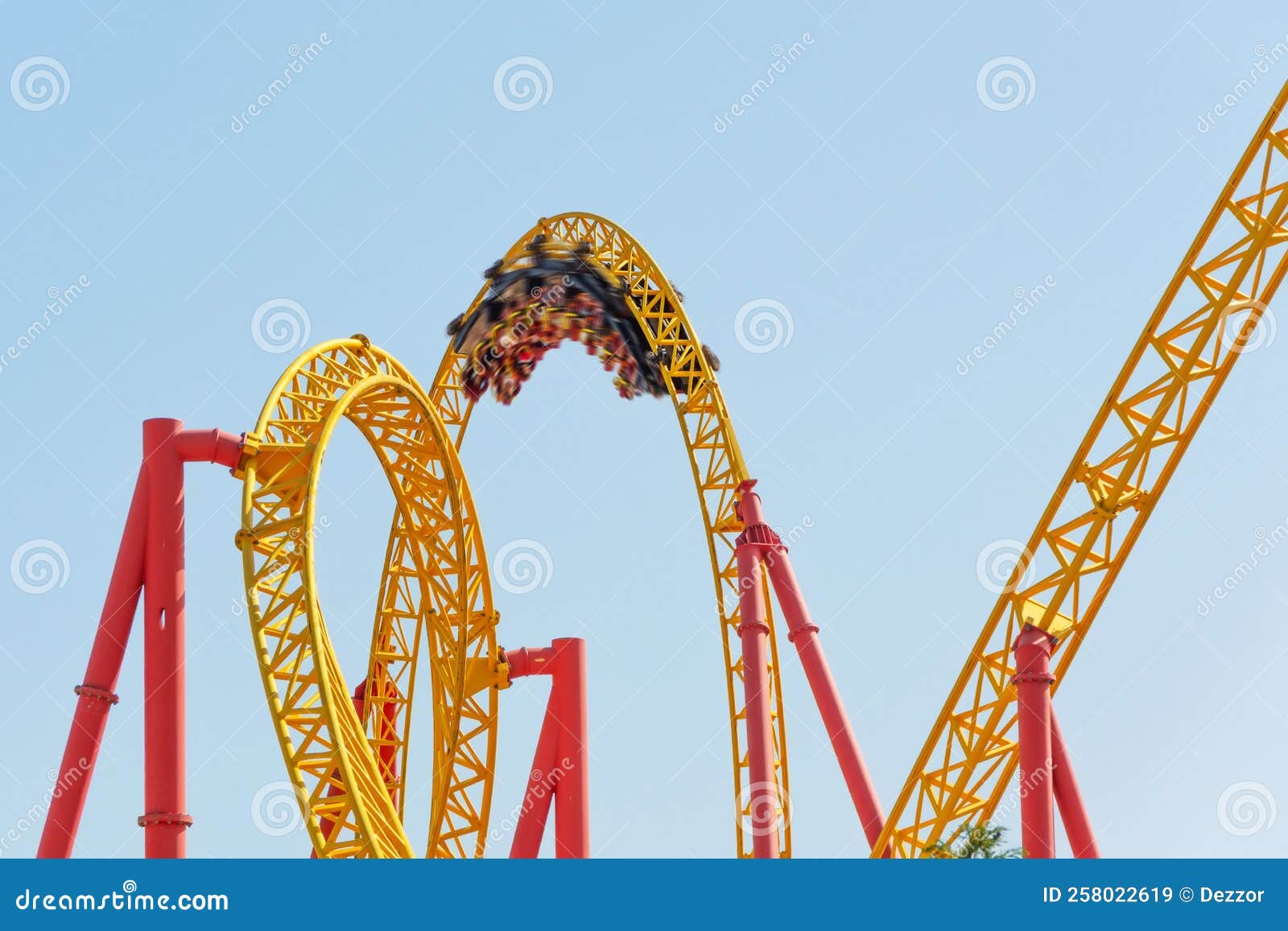 Amusement Cart Makes Circular Rides On A Dead Loop Upside Down At ...