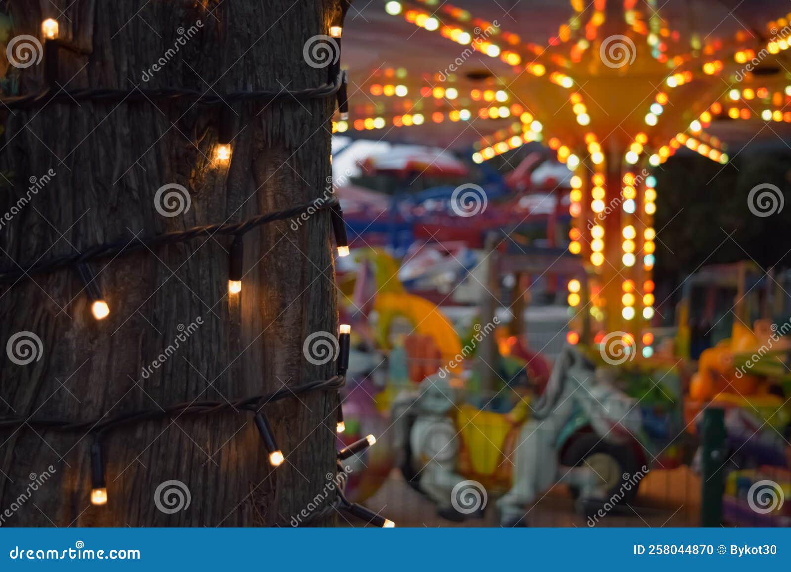 Amusement Park Lights. Carousels. Recreation and Entertainment Stock ...