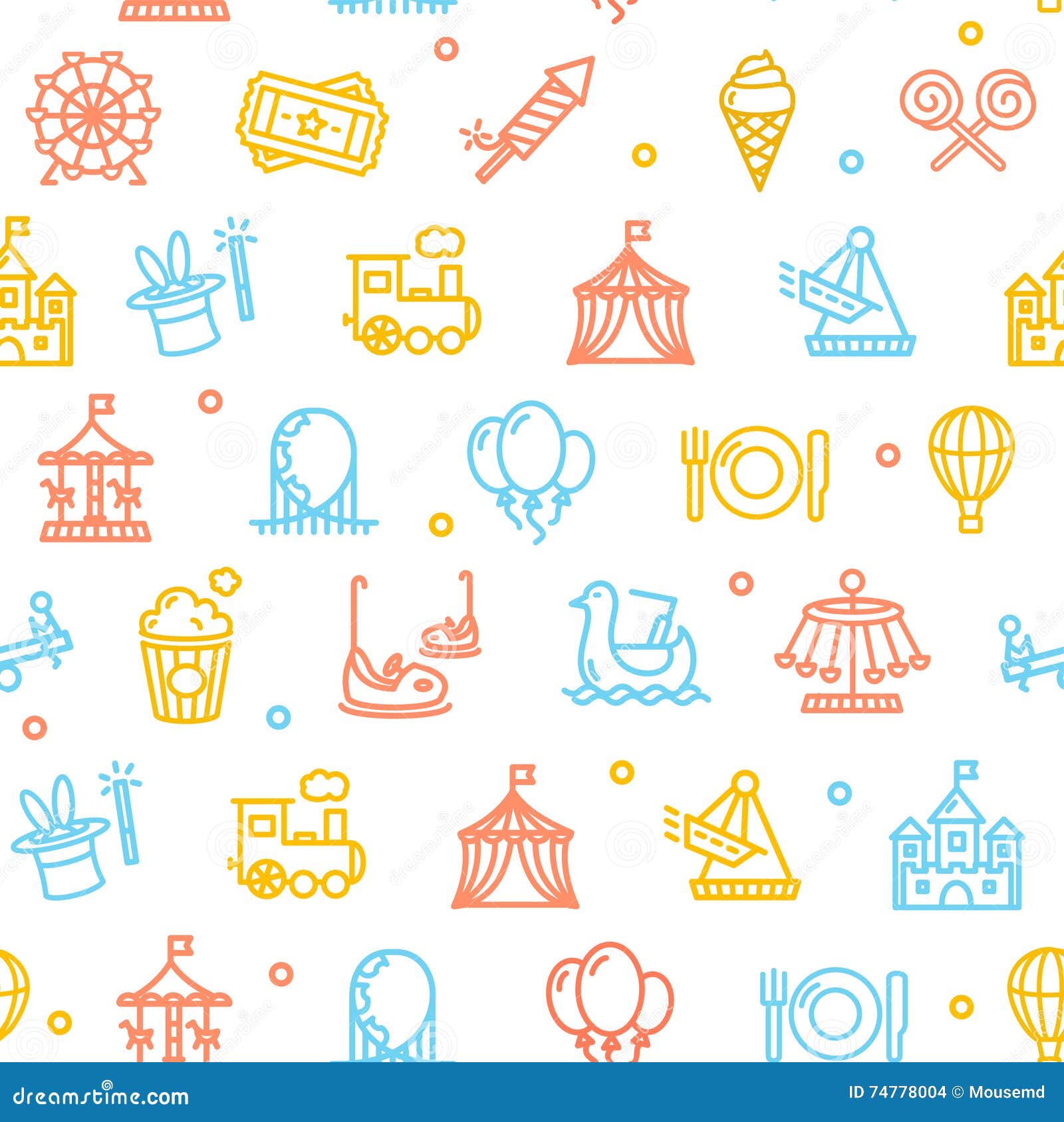 Amusement Park Background Pattern. Vector Stock Vector - Illustration ...