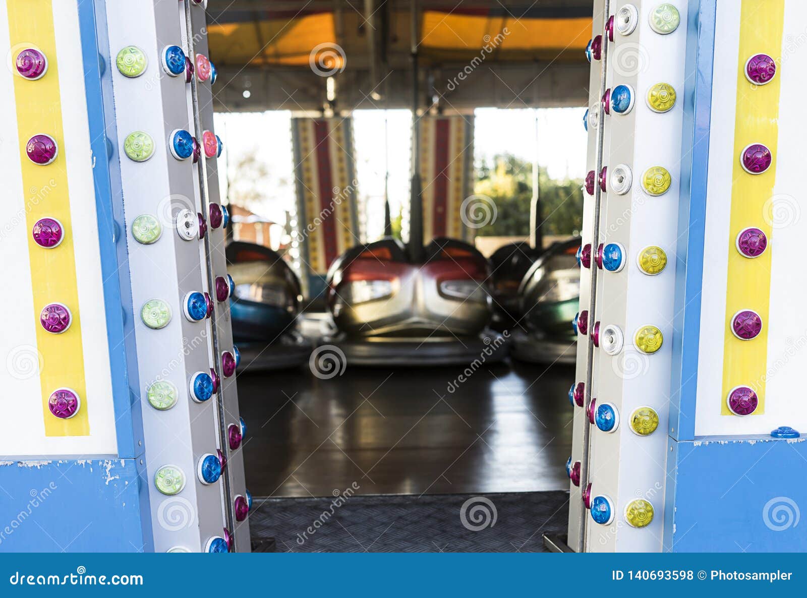 Amusement Park Bumper Cars in a Line Stock Photo - Image of amusement ...