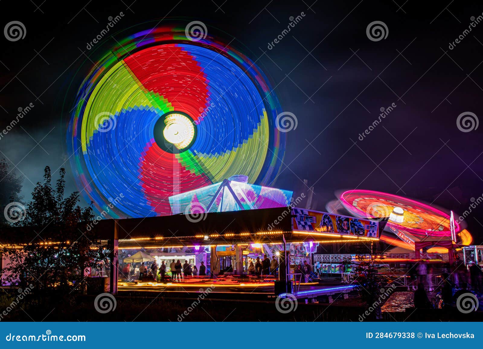Amusement Park. Colorful Scenery. Stock Photo - Image of color, light ...