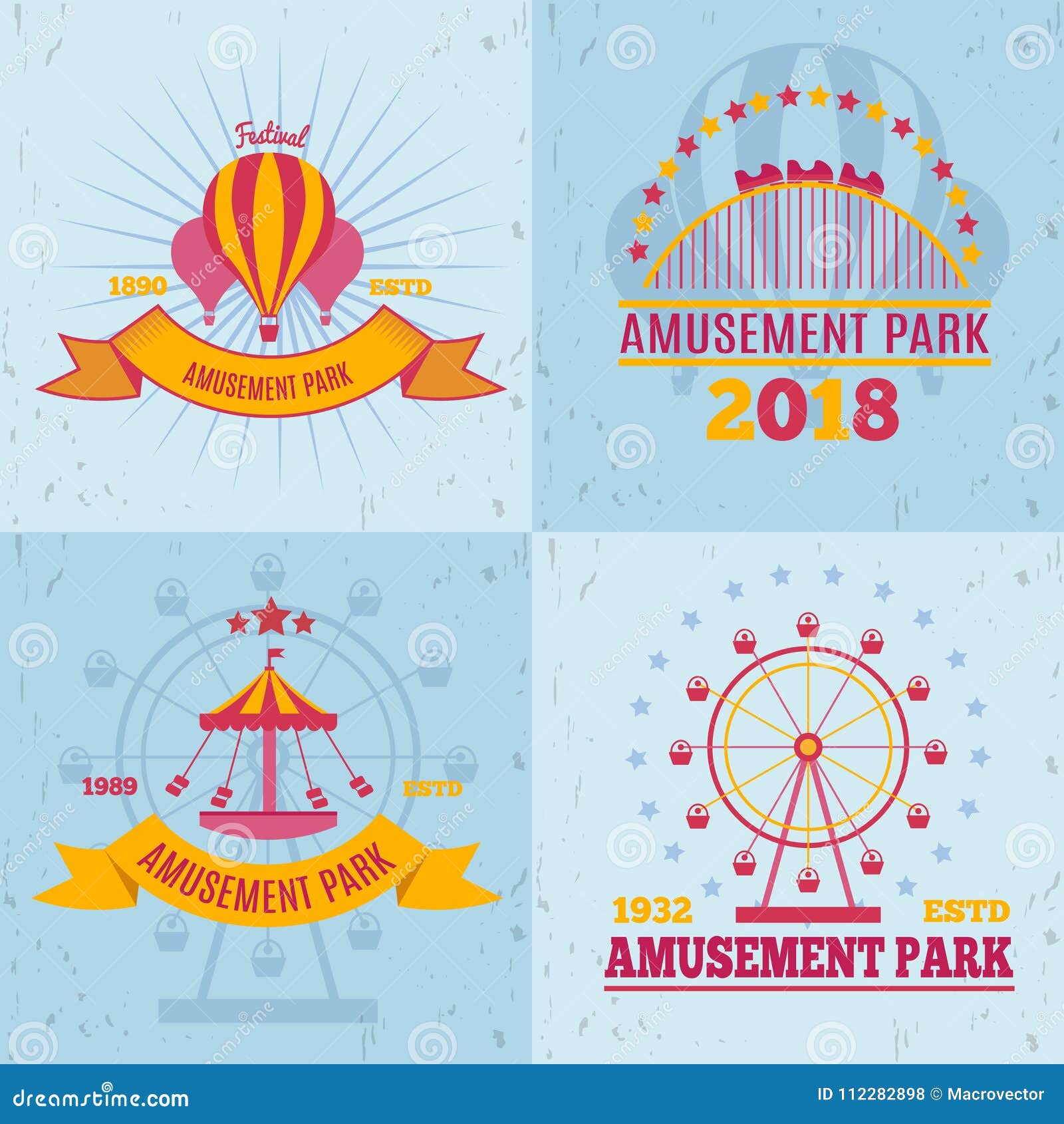 Fairground Attractions Design Concept Stock Vector - Illustration of ...