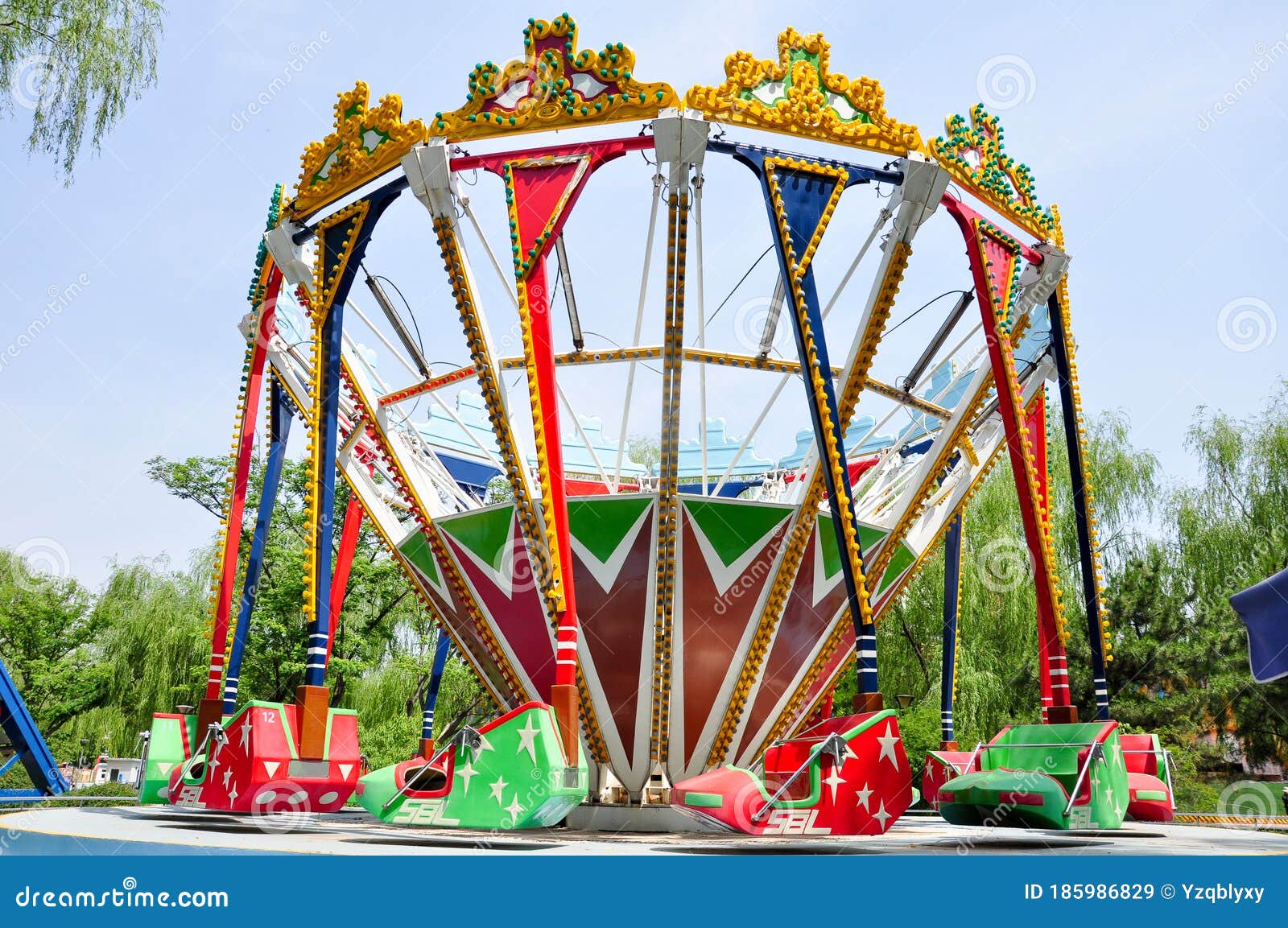 Amusement Park Empty Swing Rides Stock Image - Image of amusement ...
